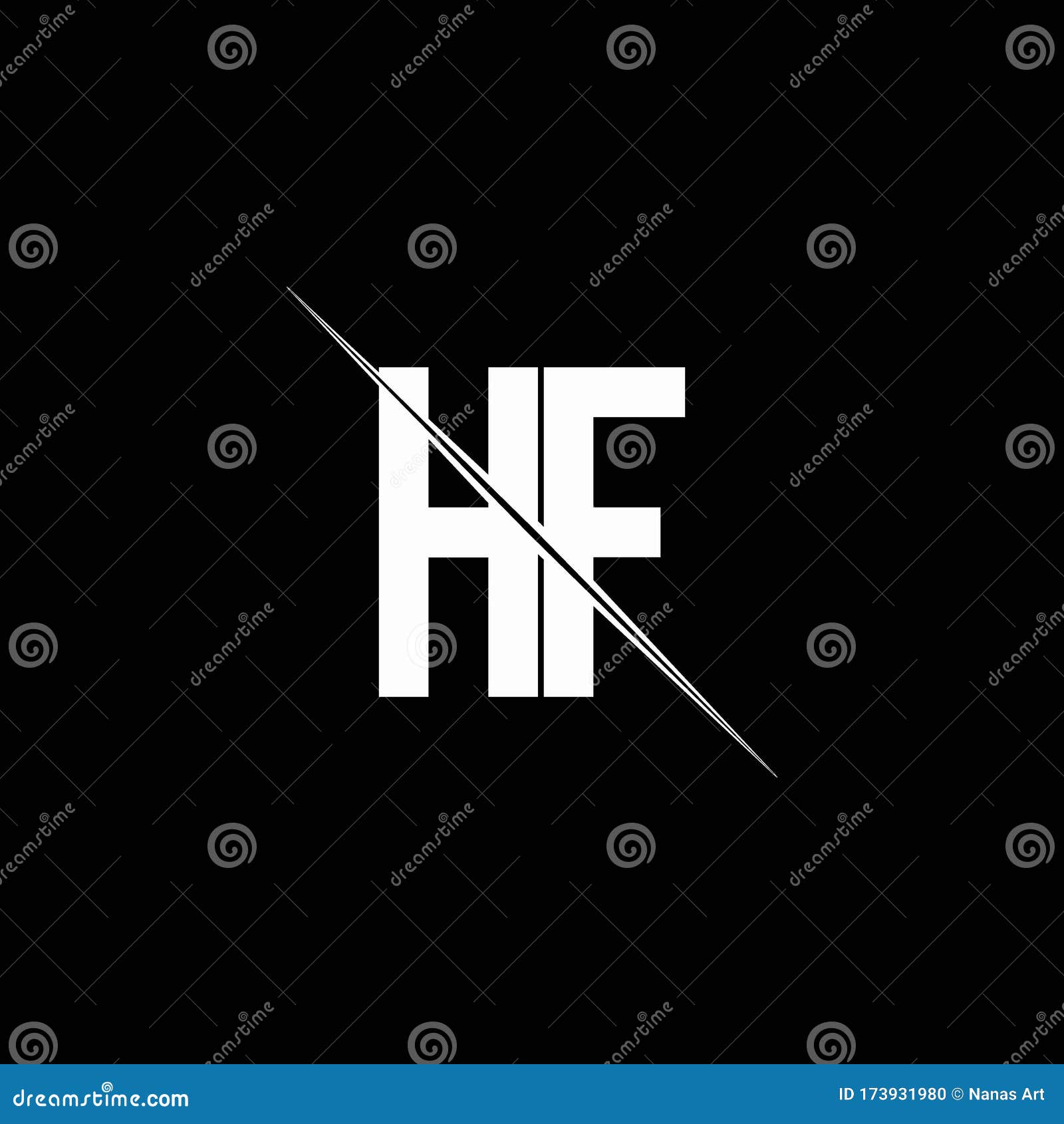 HF Logo Monogram with Slash Style Design Template Stock Vector ...