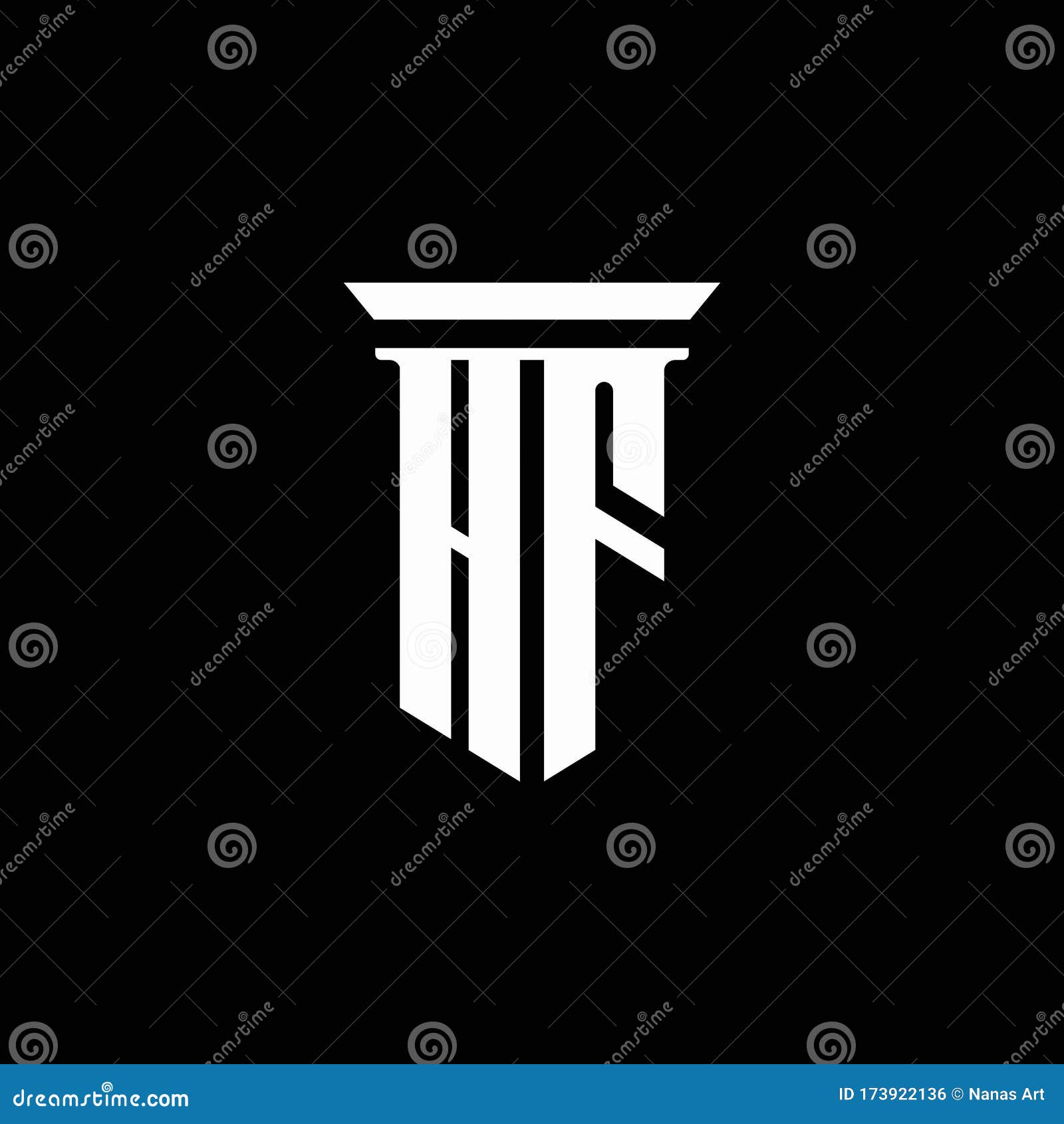 HF Monogram Logo with Emblem Style Isolated on Black Background Stock ...