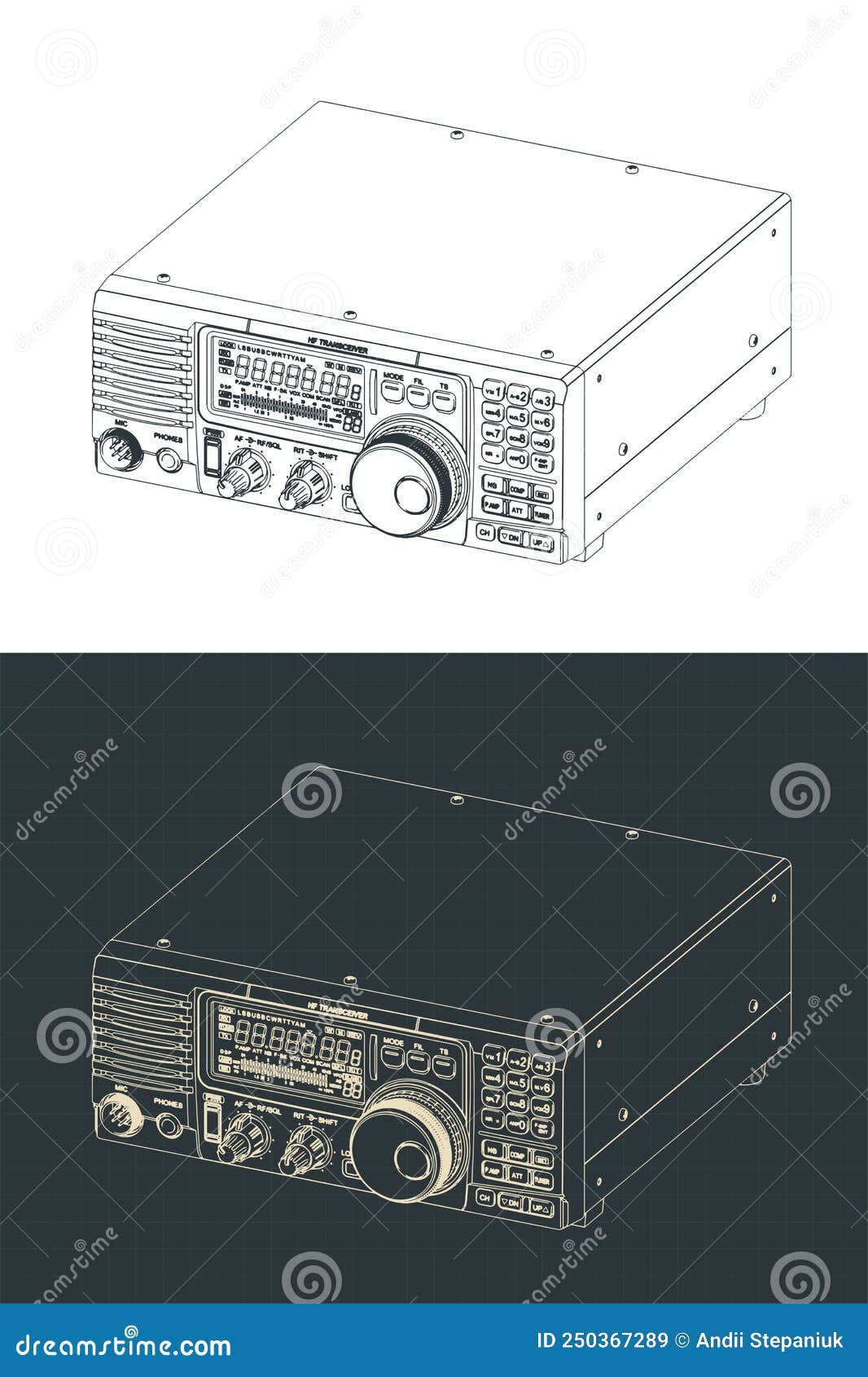 HF Transceiver Isometric Drawings Stock Vector - Illustration of ...
