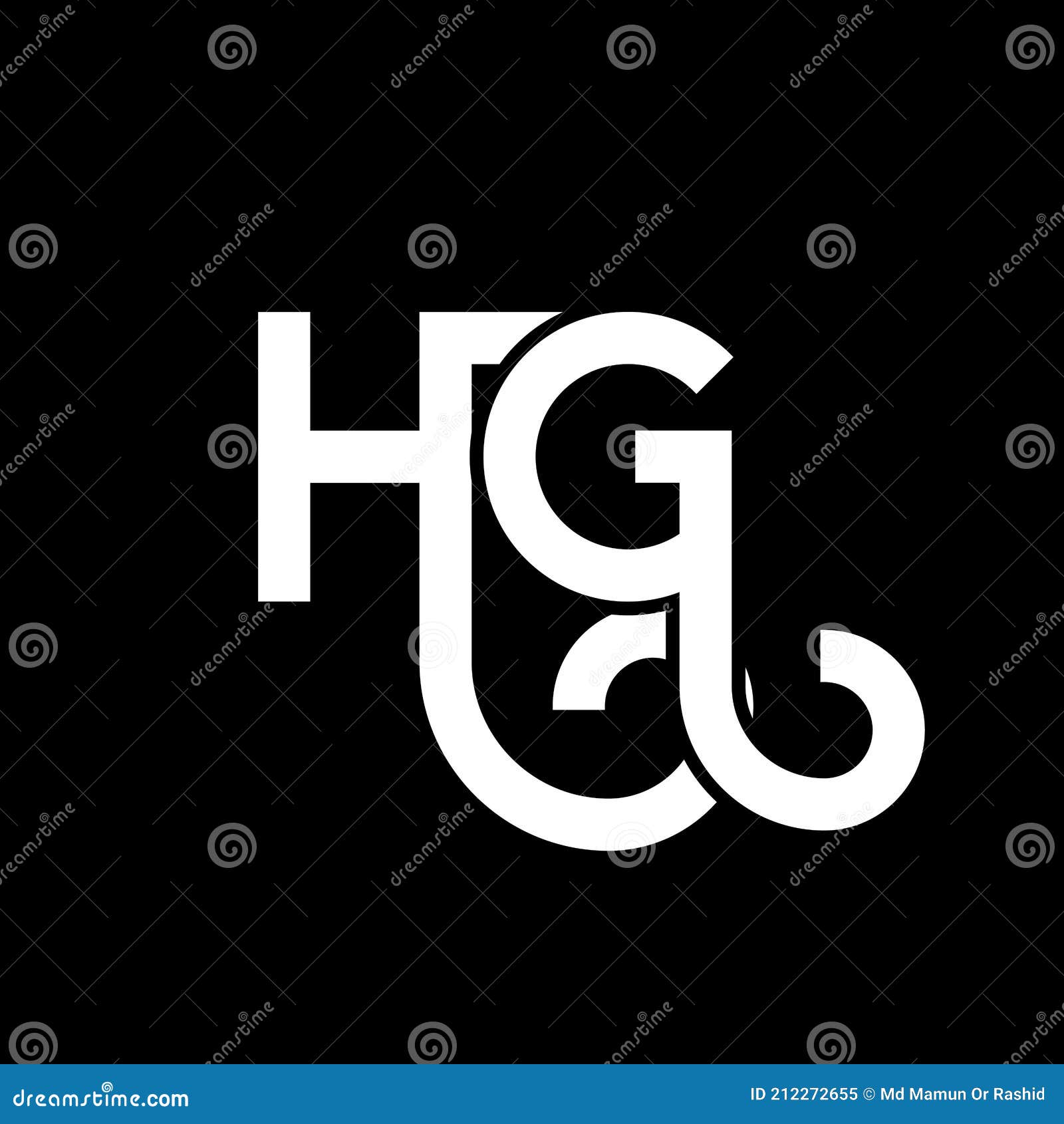 HG Letter Logo Design on Black Background. HG Creative Initials Letter ...
