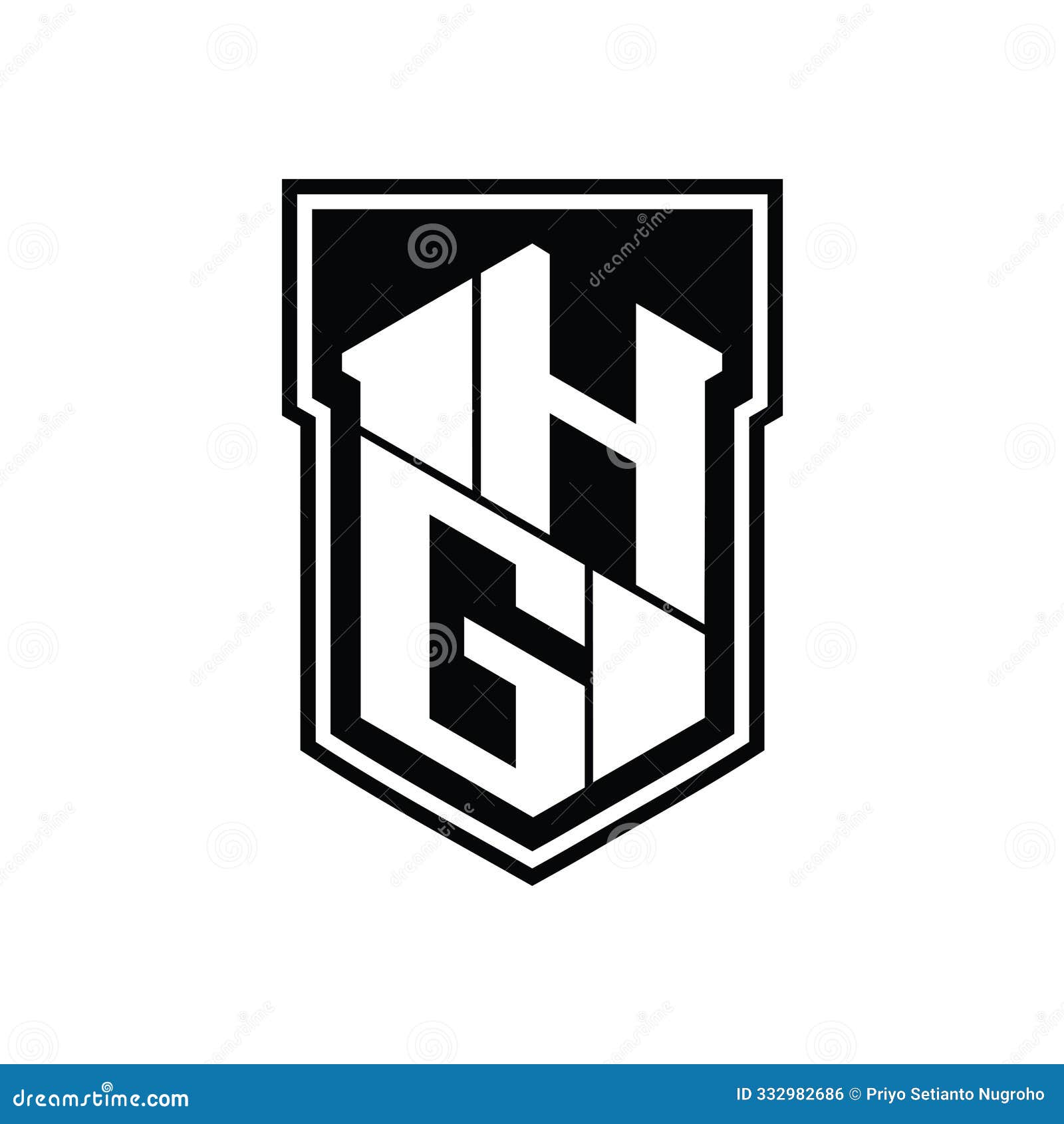 HG Logo Monogram Hexagon Geometric Up and Down Inside Shield Isolated ...