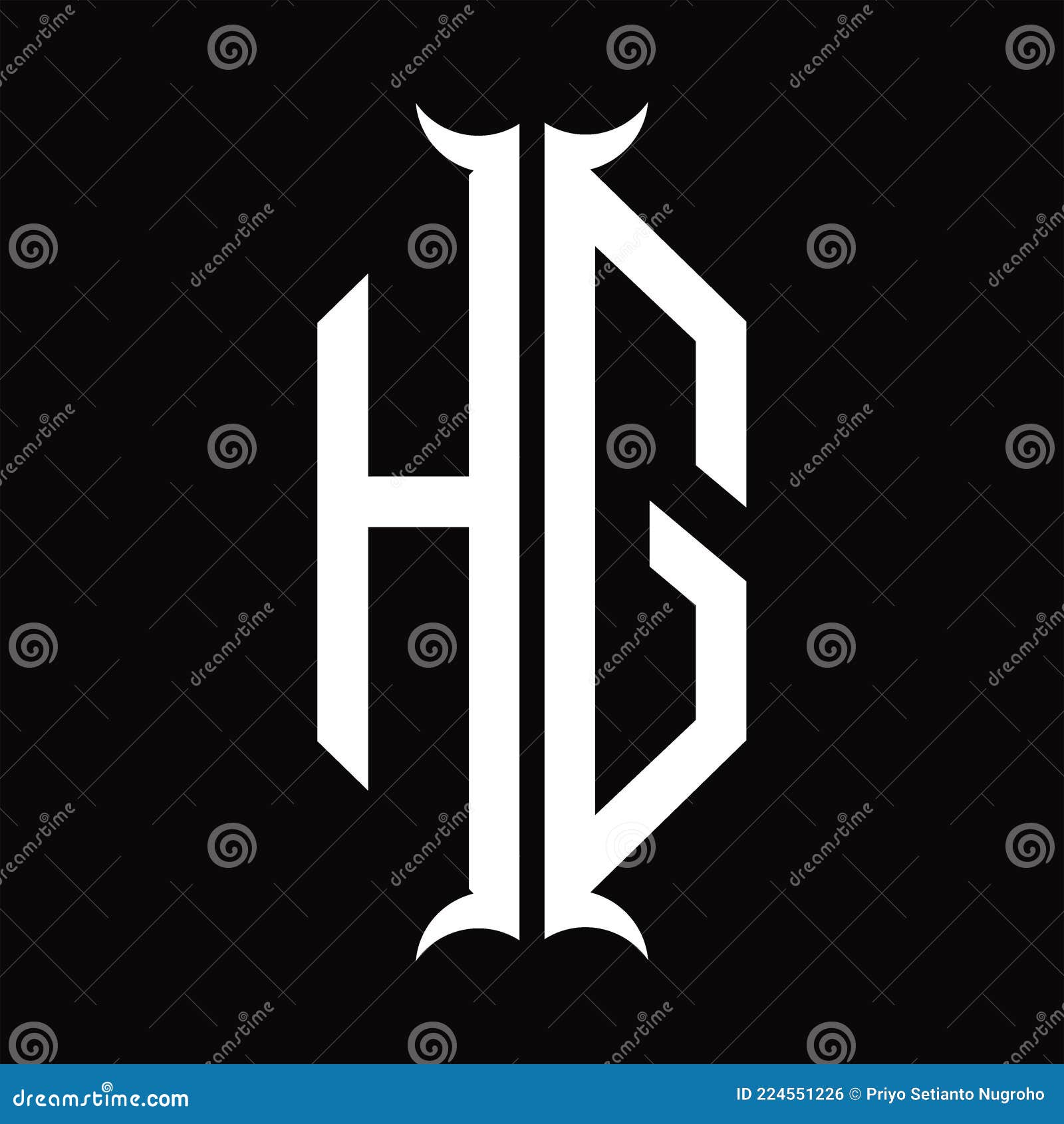 HG Logo Monogram with Horn Shape Design Template Stock Vector ...