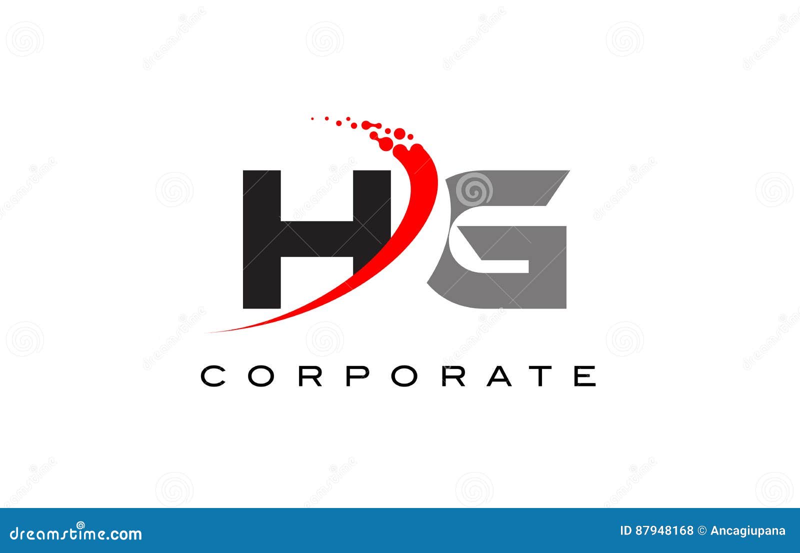 HG Modern Letter Logo Design with Swoosh Stock Vector - Illustration of ...