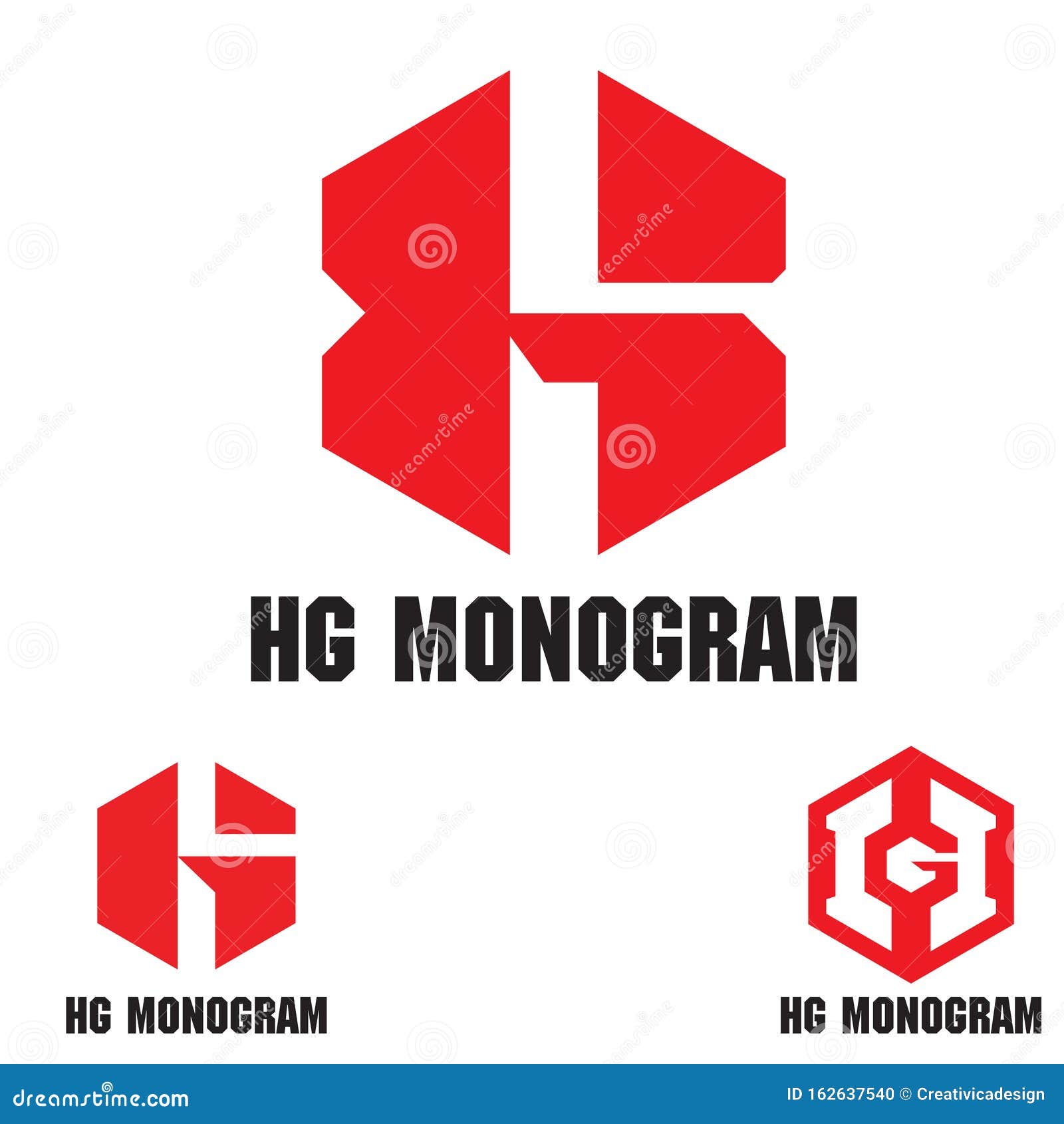 HG Monogram Logo Set. Vector Stock Vector - Illustration of modern ...