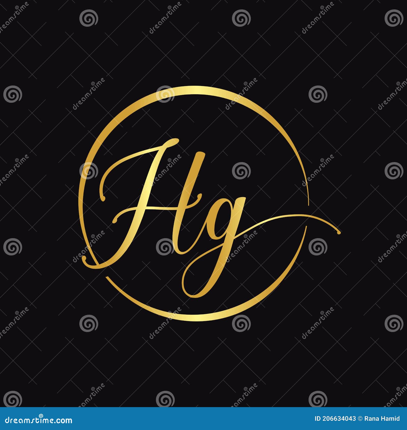 HG Script Logo Design Vector Template. Initial Calligraphy Letter HG ...