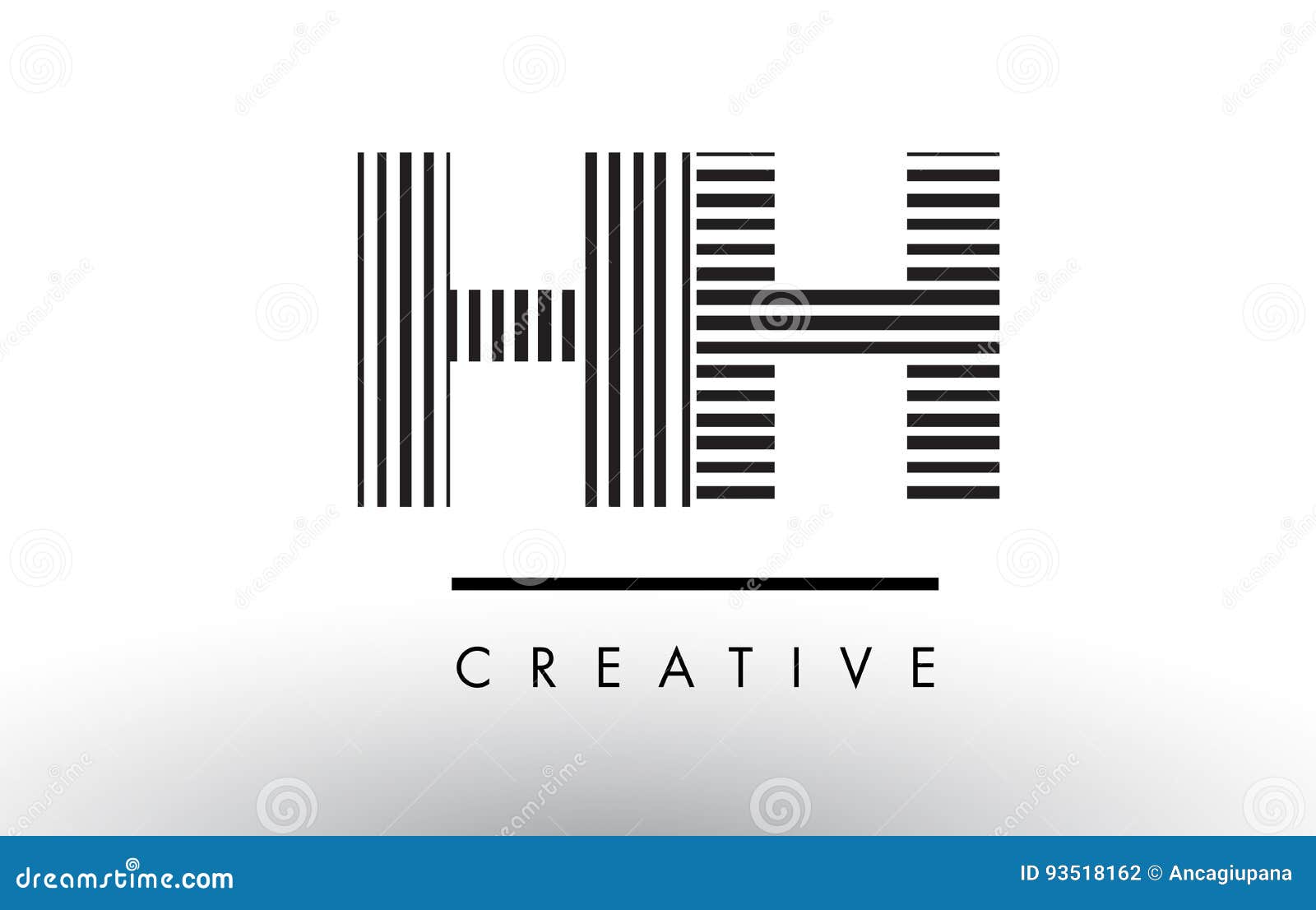 HH H H Black and White Lines Letter Logo Design. Stock Vector ...