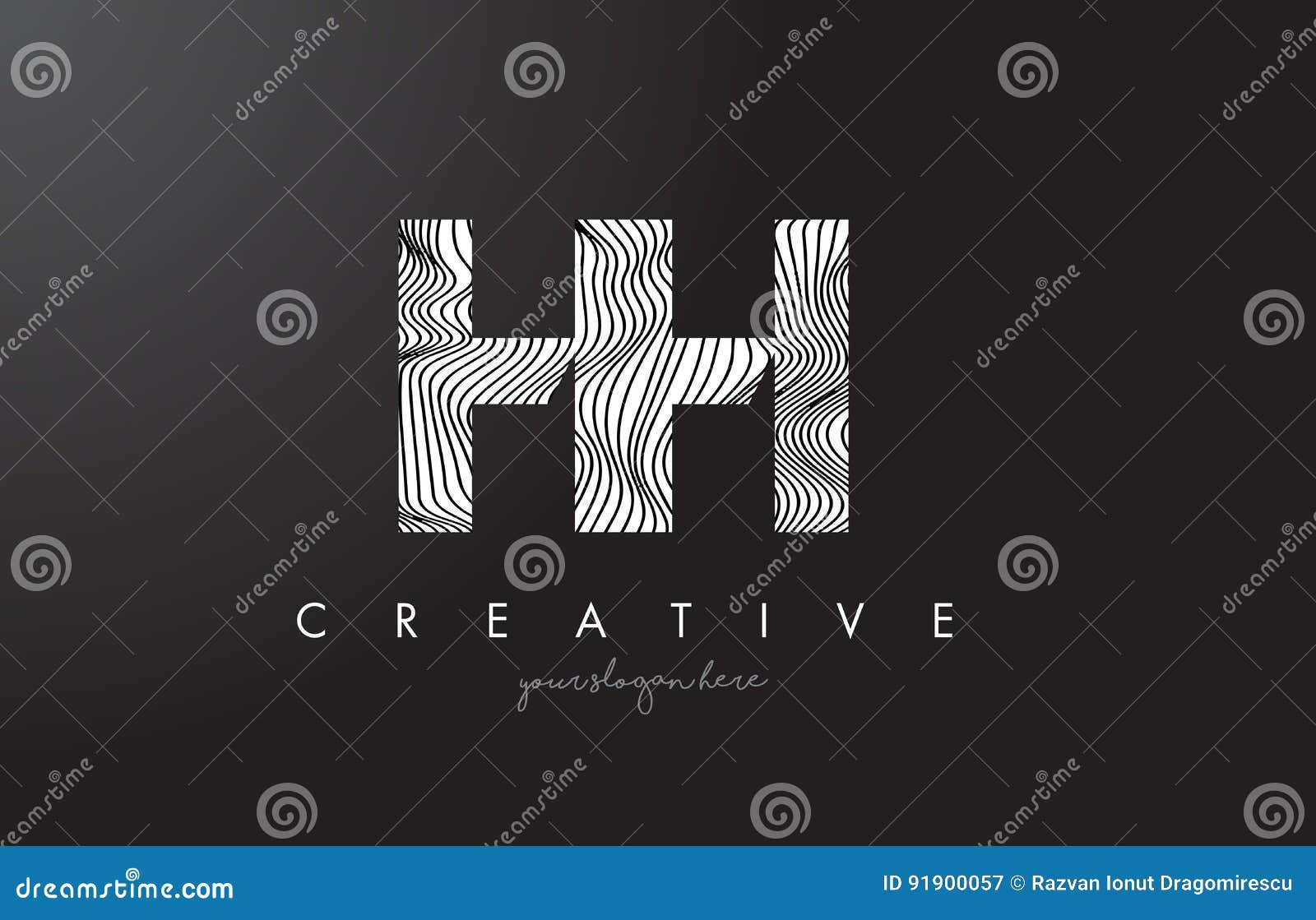 HH H H Letter Logo with Zebra Lines Texture Design Vector. Stock Vector ...