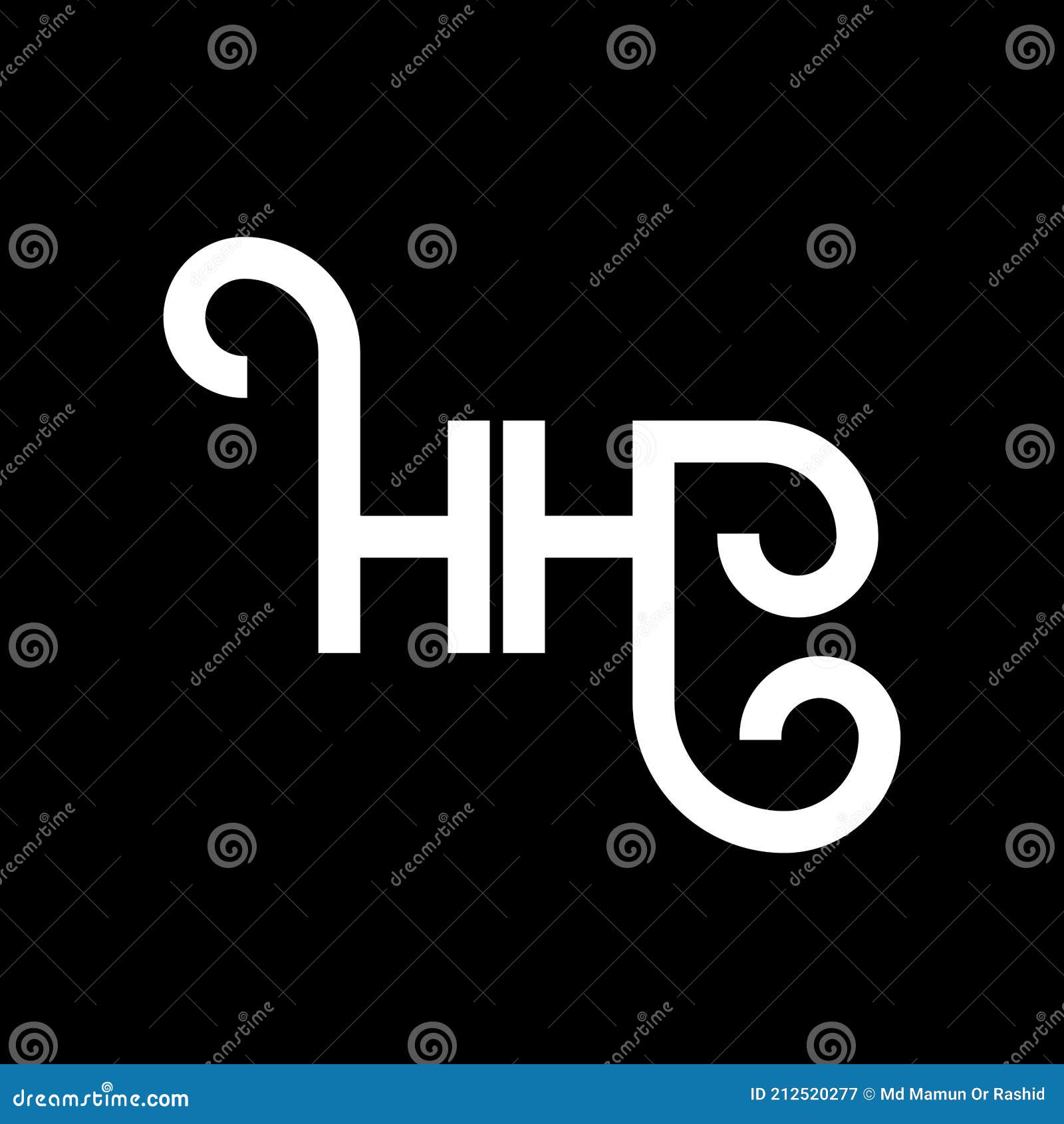 HH Letter Logo Design on Black Background. HH Creative Initials Letter ...