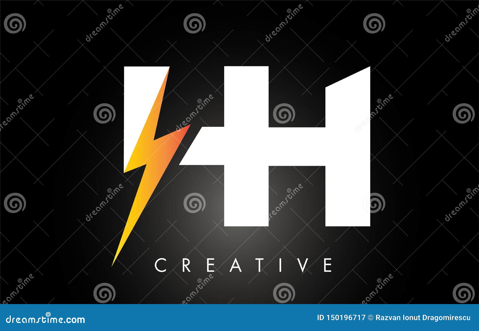 HH Letter Logo Design with Lighting Thunder Bolt. Electric Bolt Letter ...