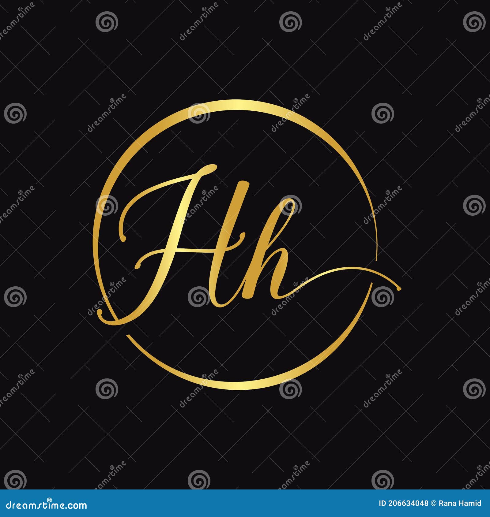 HH Script Logo Design Vector Template. Initial Calligraphy Letter HH ...