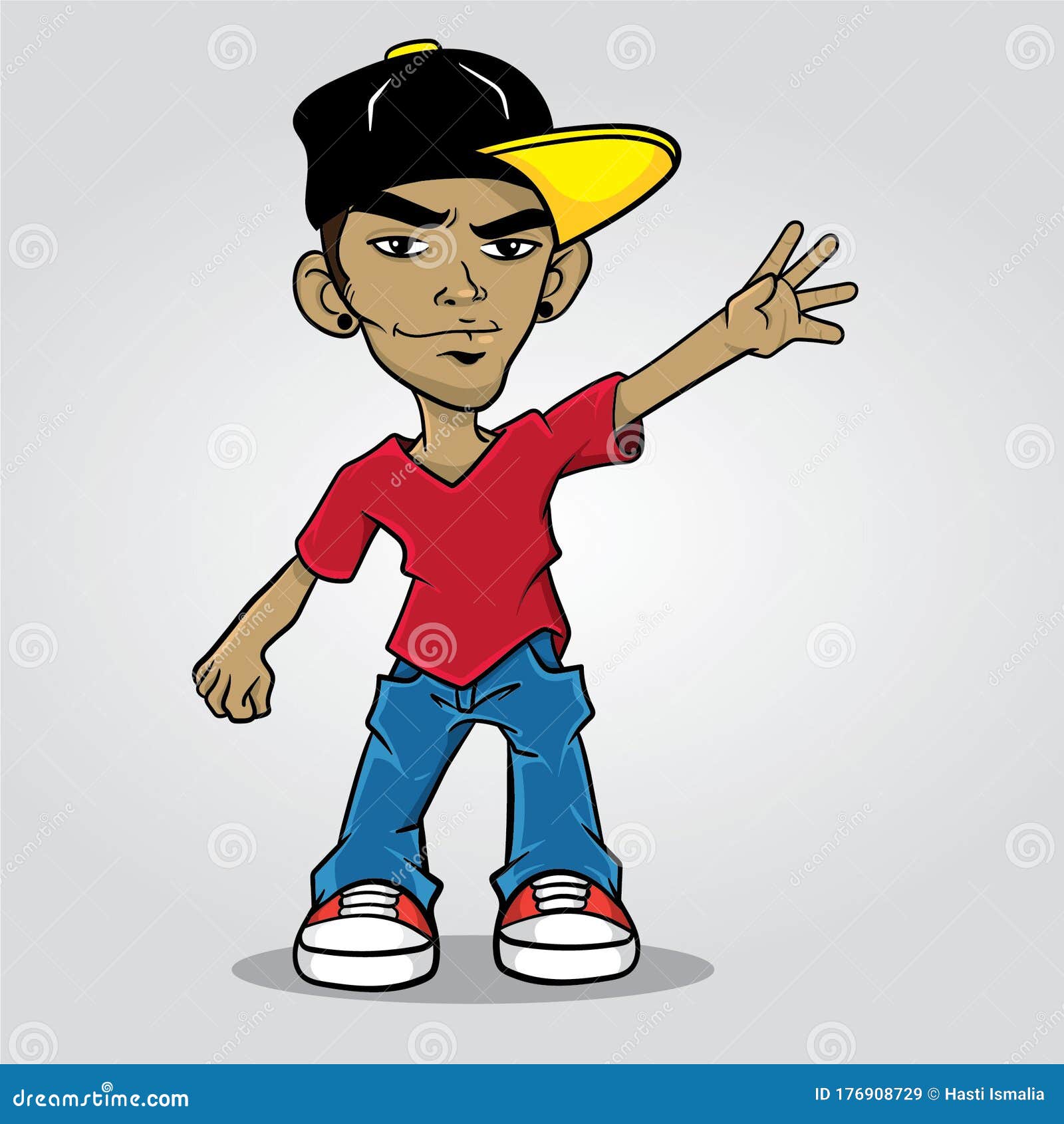 Hip Hop Boy Salute Mascot Character Stock Vector - Illustration of ...