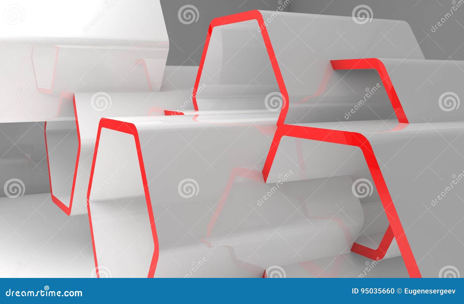 Hhoneycombs with Red Sections, Abstract 3d Stock Illustration ...