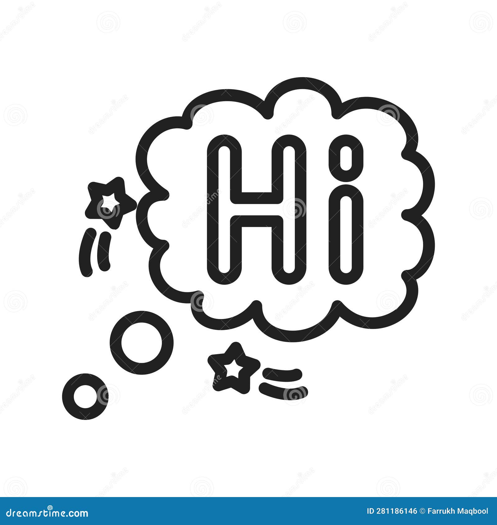Hi Bubble Icon Image. stock vector. Illustration of line - 281186146