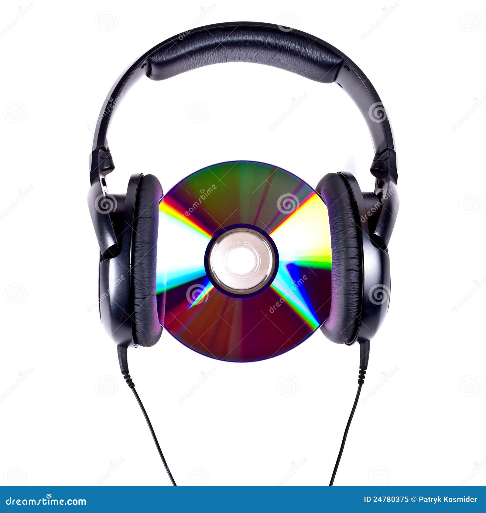 Hi-Fi Headphones and CD Disc Stock Image - Image of black, device: 24780375