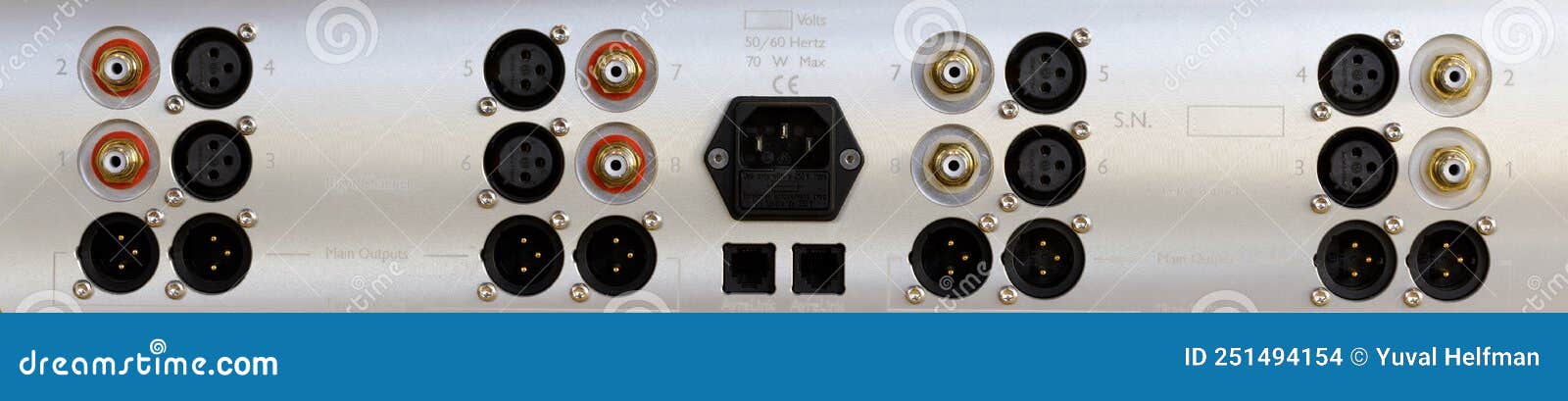 Hi-fi Silver Stereo Pre-Amp Back View Stock Photo - Image of hifi ...