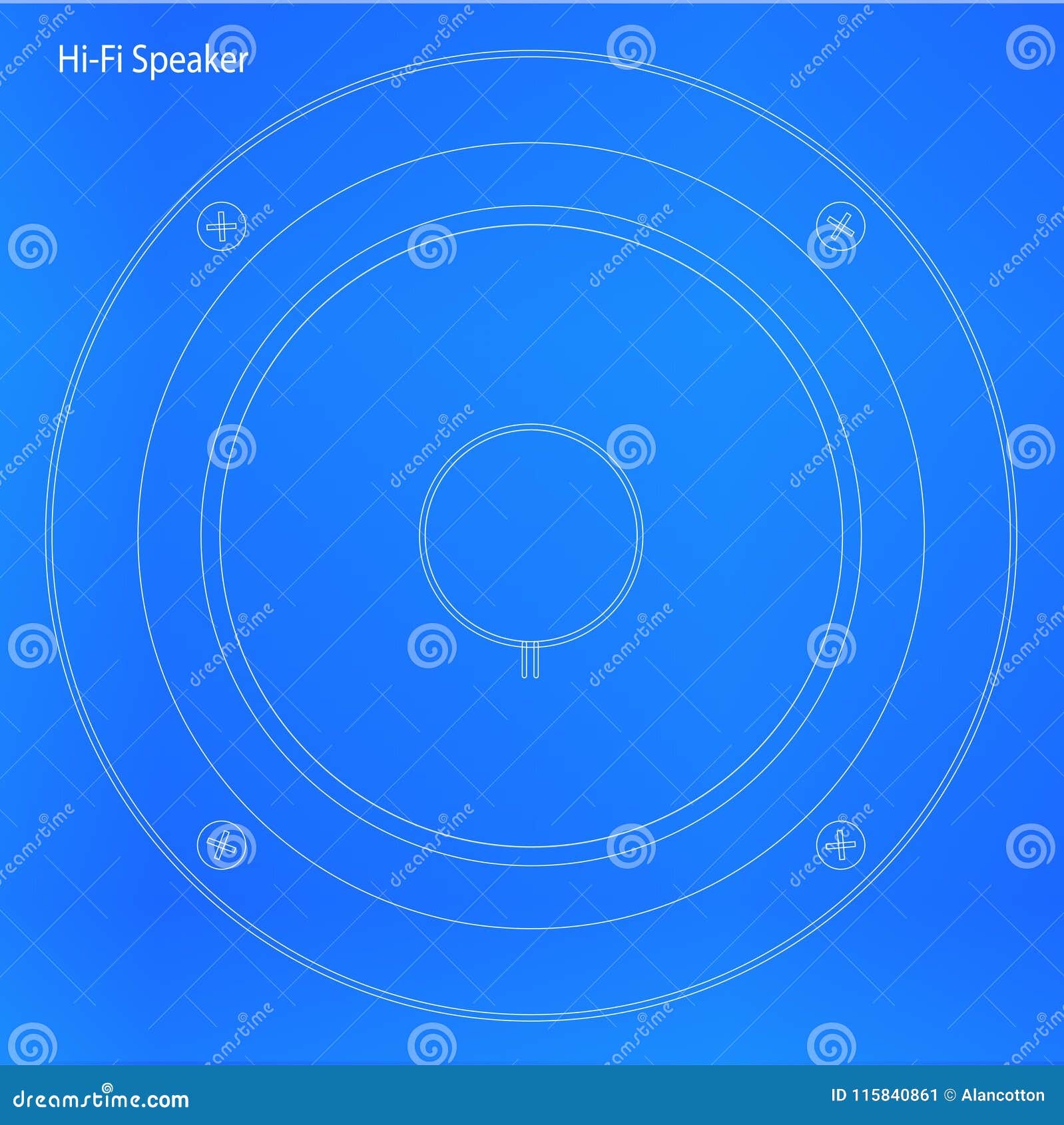 Hi Fi Speaker Cone Blueprint Stock Vector - Illustration of speaker ...