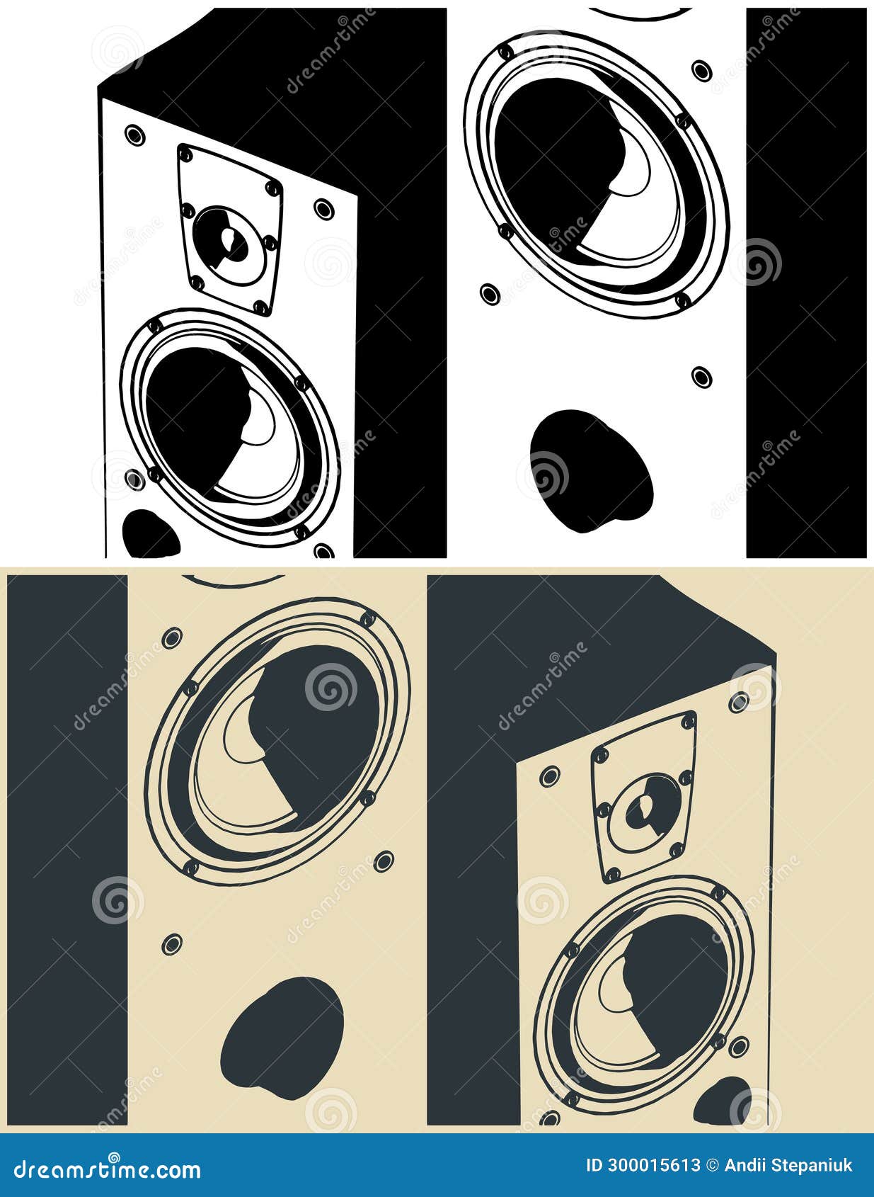 Hi-fi Speaker Systems Close-up Stock Illustration - Illustration of ...