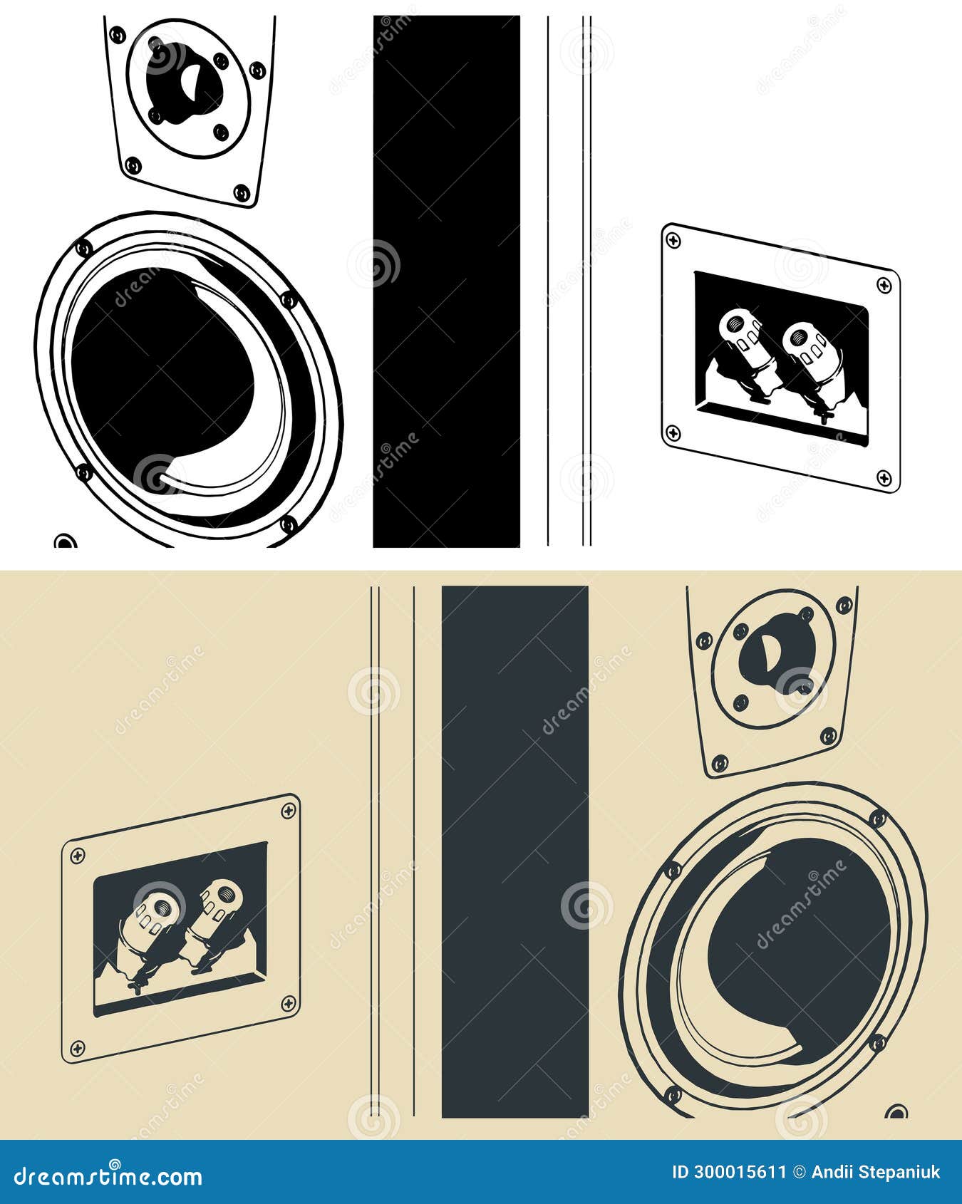 Hi-fi Speaker Systems and Terminals for Connection Close-up Stock ...