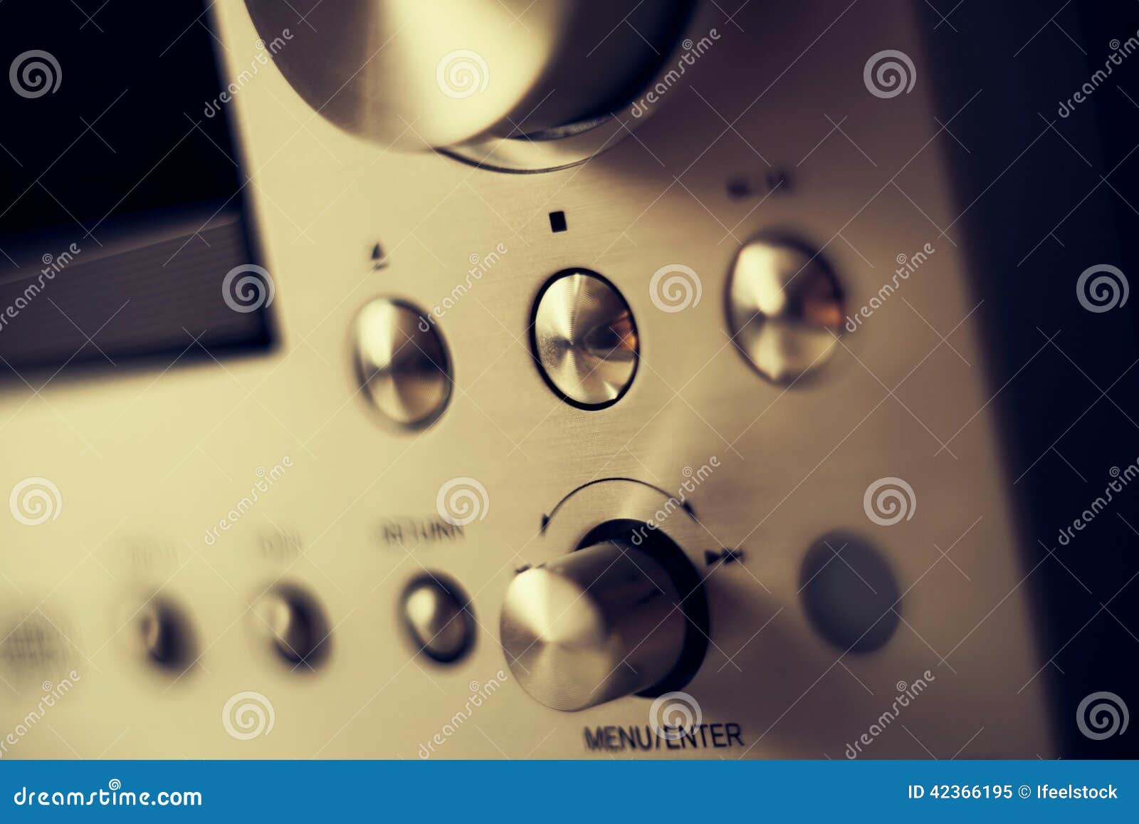 Hi-Fi Stereo Amplifier Shiny Button Stock Image - Image of controller ...