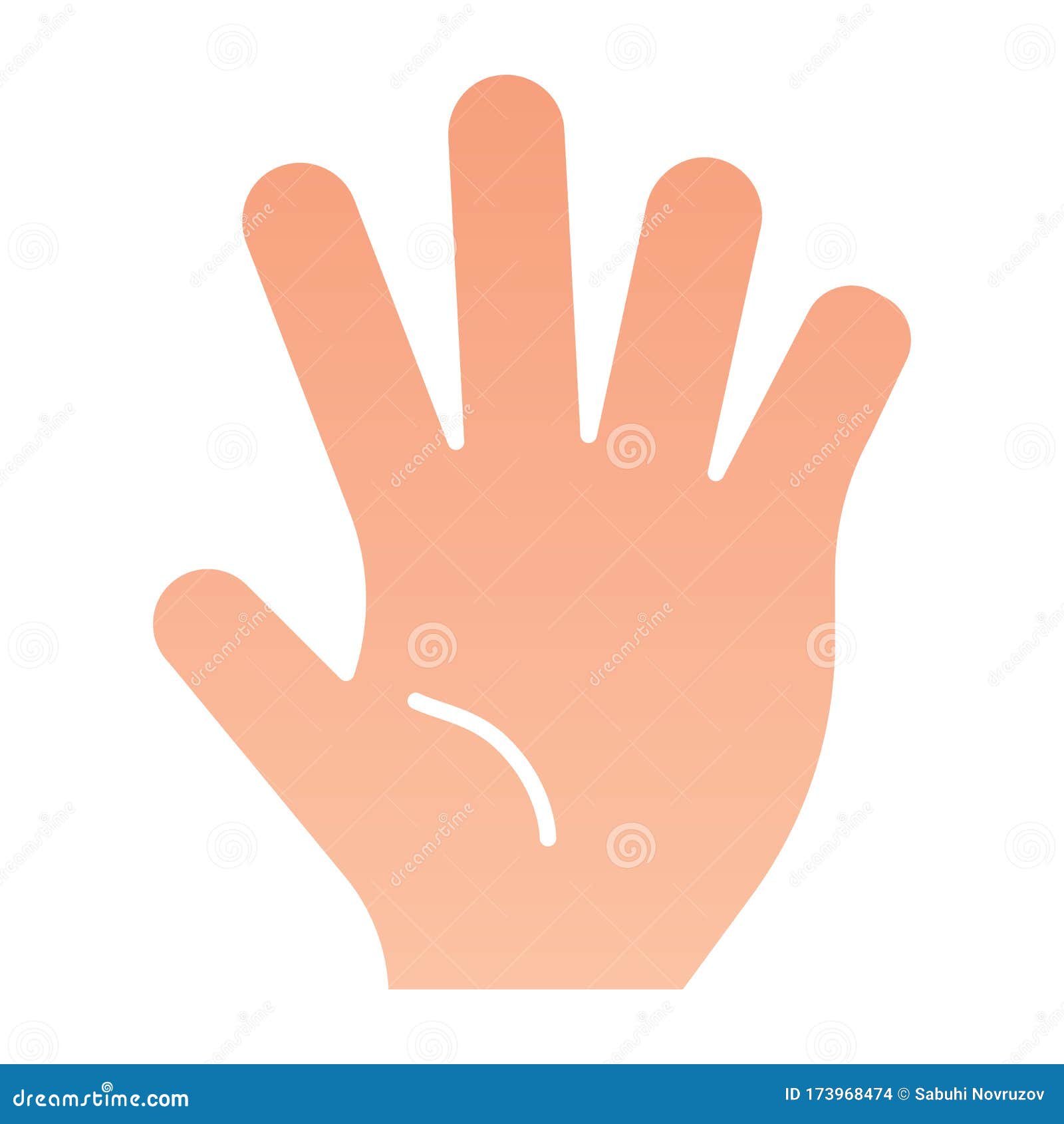 Hi Five Flat Icon. Five Fingers Gesture Vector Illustration Isolated on ...