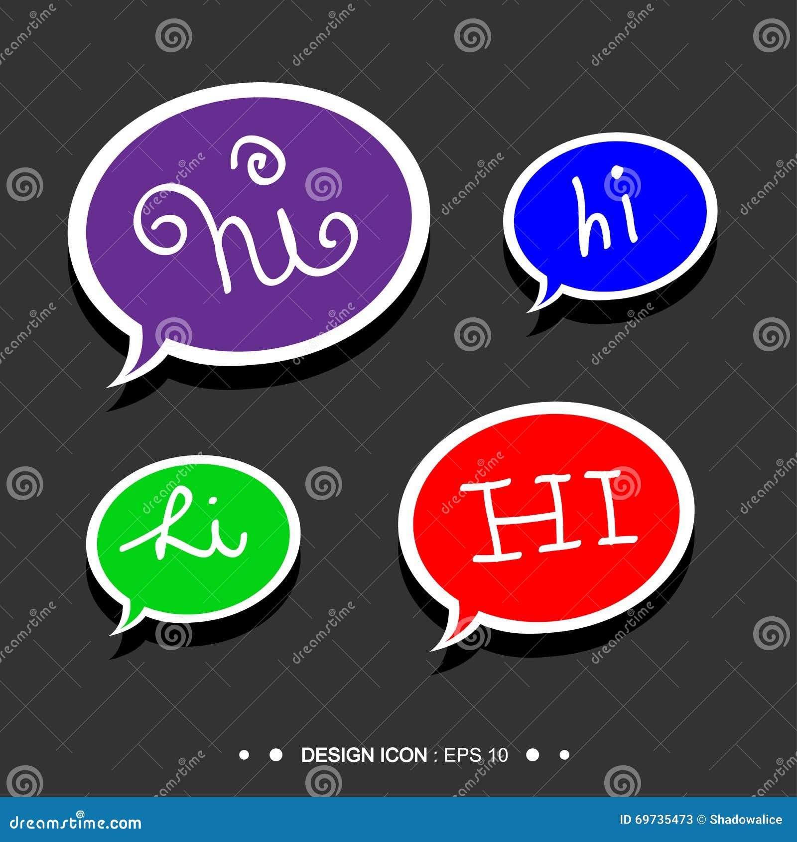 Hi Handwritten Balloon Speech 5 Great for Any Use. Vector EPS10. Stock ...