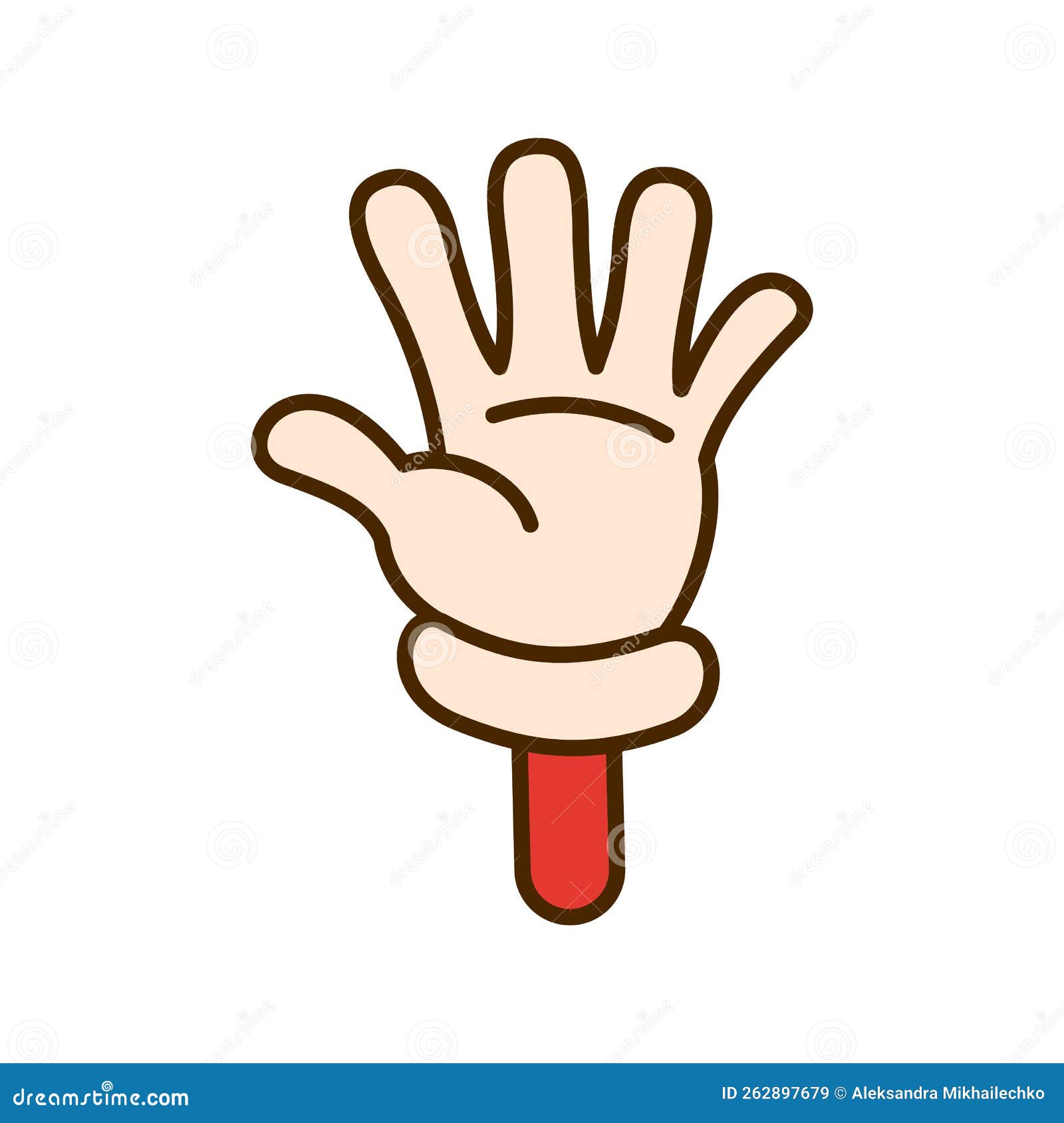 Hi or Hello Hand Gesture in Comic Cartoon Style Isolated on White ...