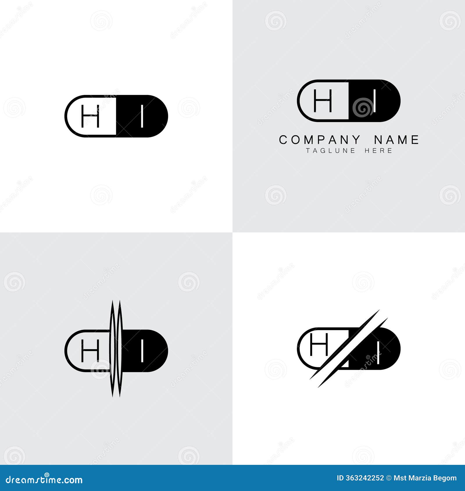 HI, IH,I, H Abstract Letters Logo Monogram Stock Illustration ...