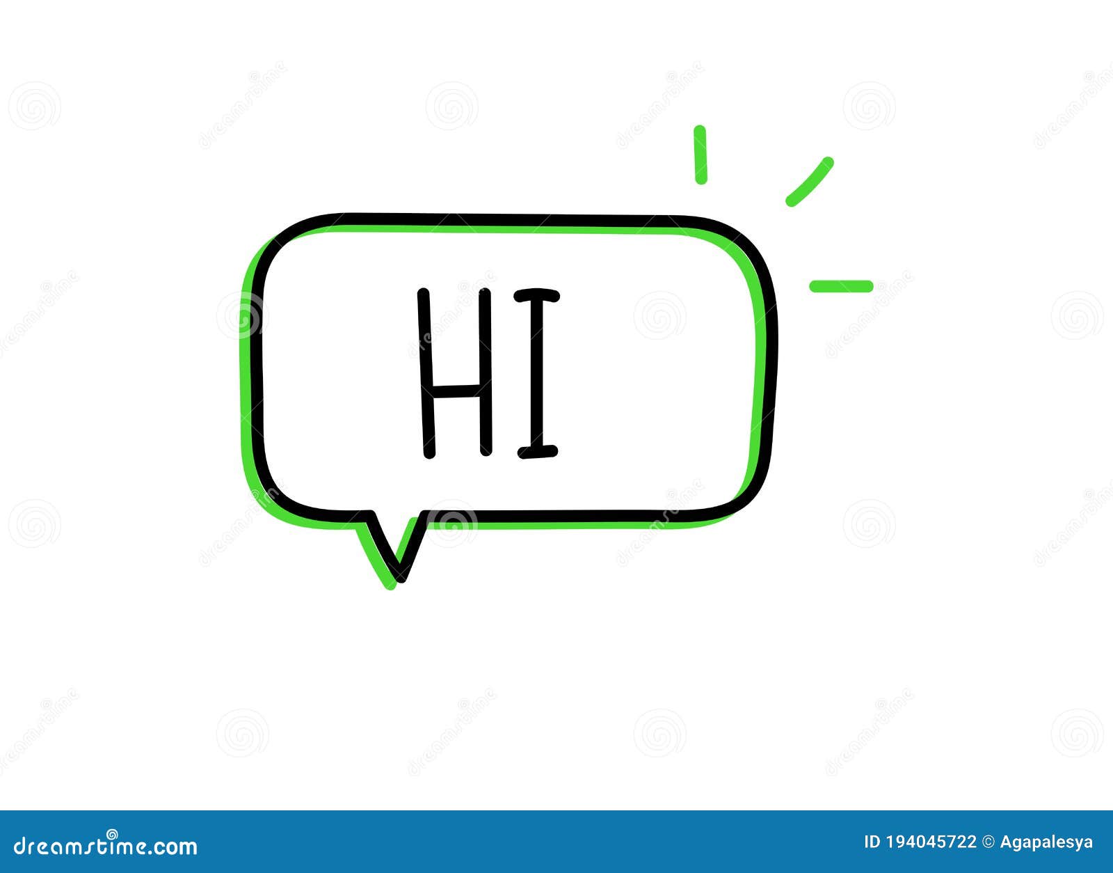 Hi Inscription Handwritten Lettering Illustration Black Vector Text