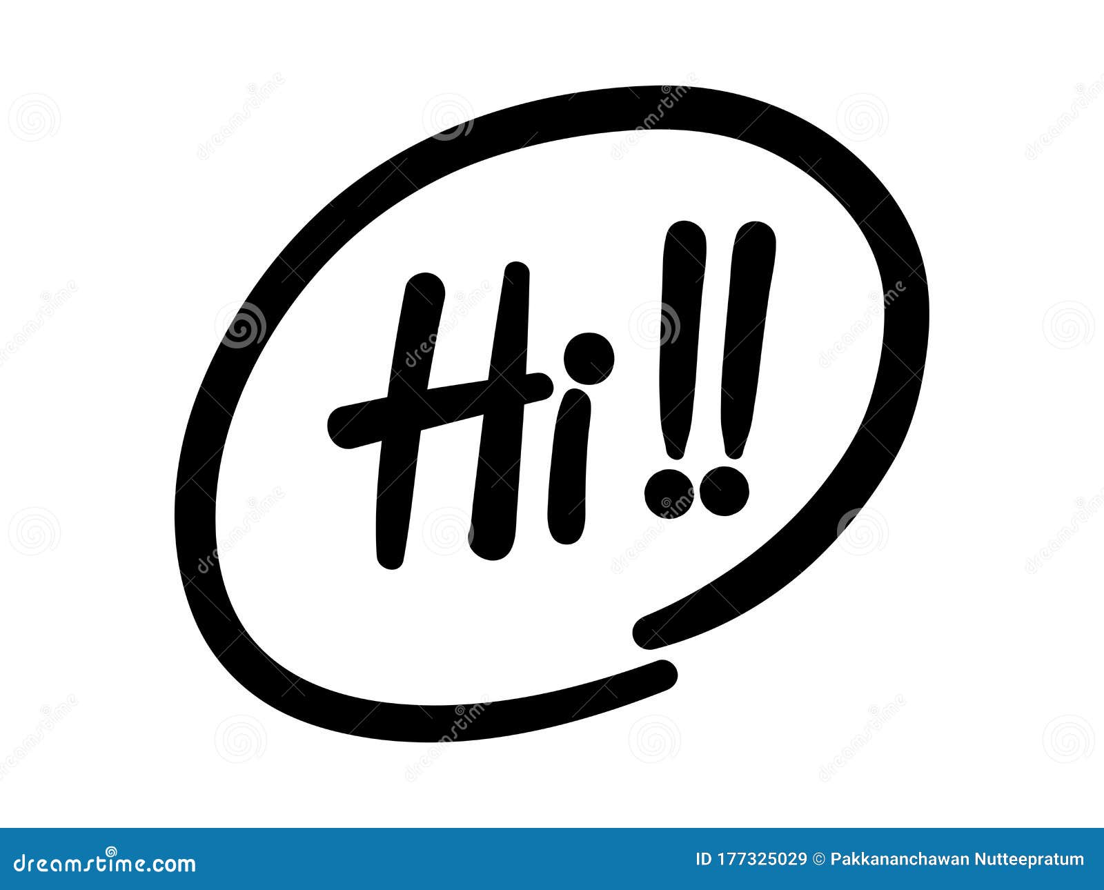 Hi!! Lettering Text with Circle Isolated on a White Background ...