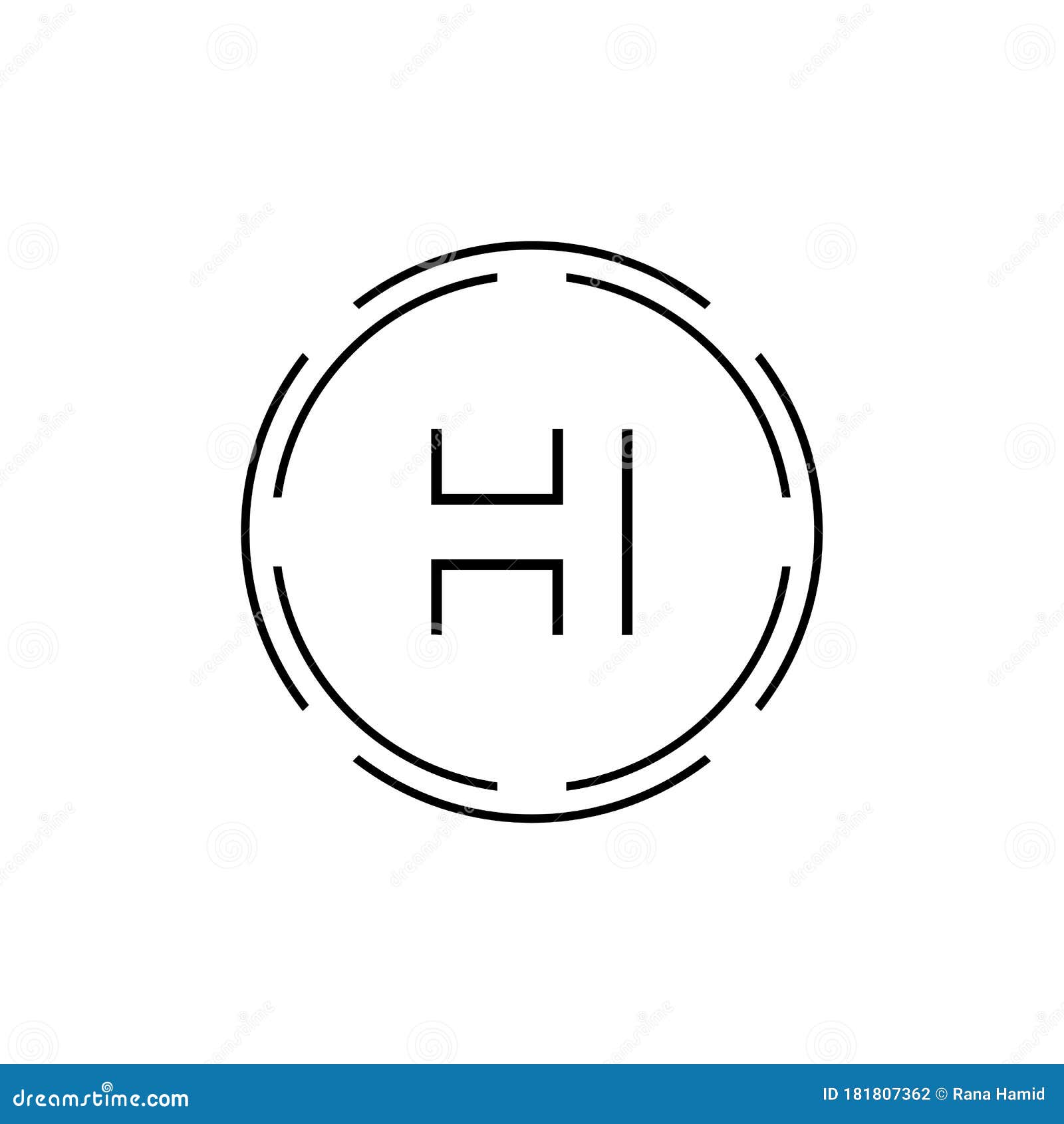 HI Logo Design Vector Template. Initial Circle Letter HI Vector ...