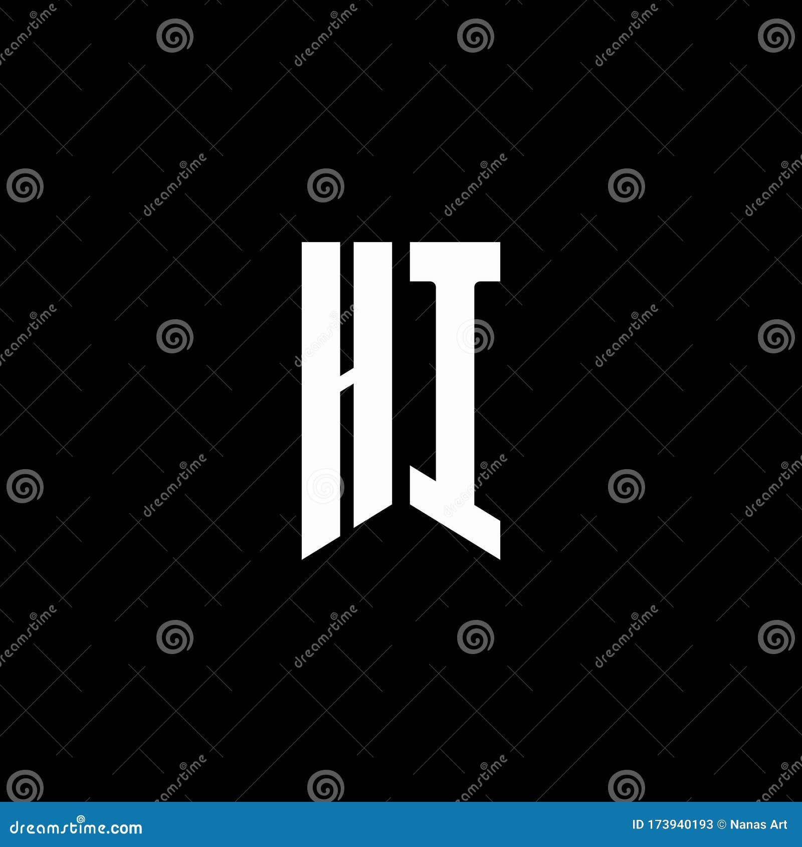 HI Logo Monogram with Emblem Style Isolated on Black Background Stock ...