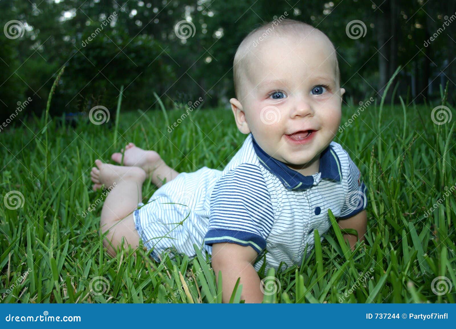 Hi Mom! stock photo. Image of crawl, blue, innocence, grass - 737244