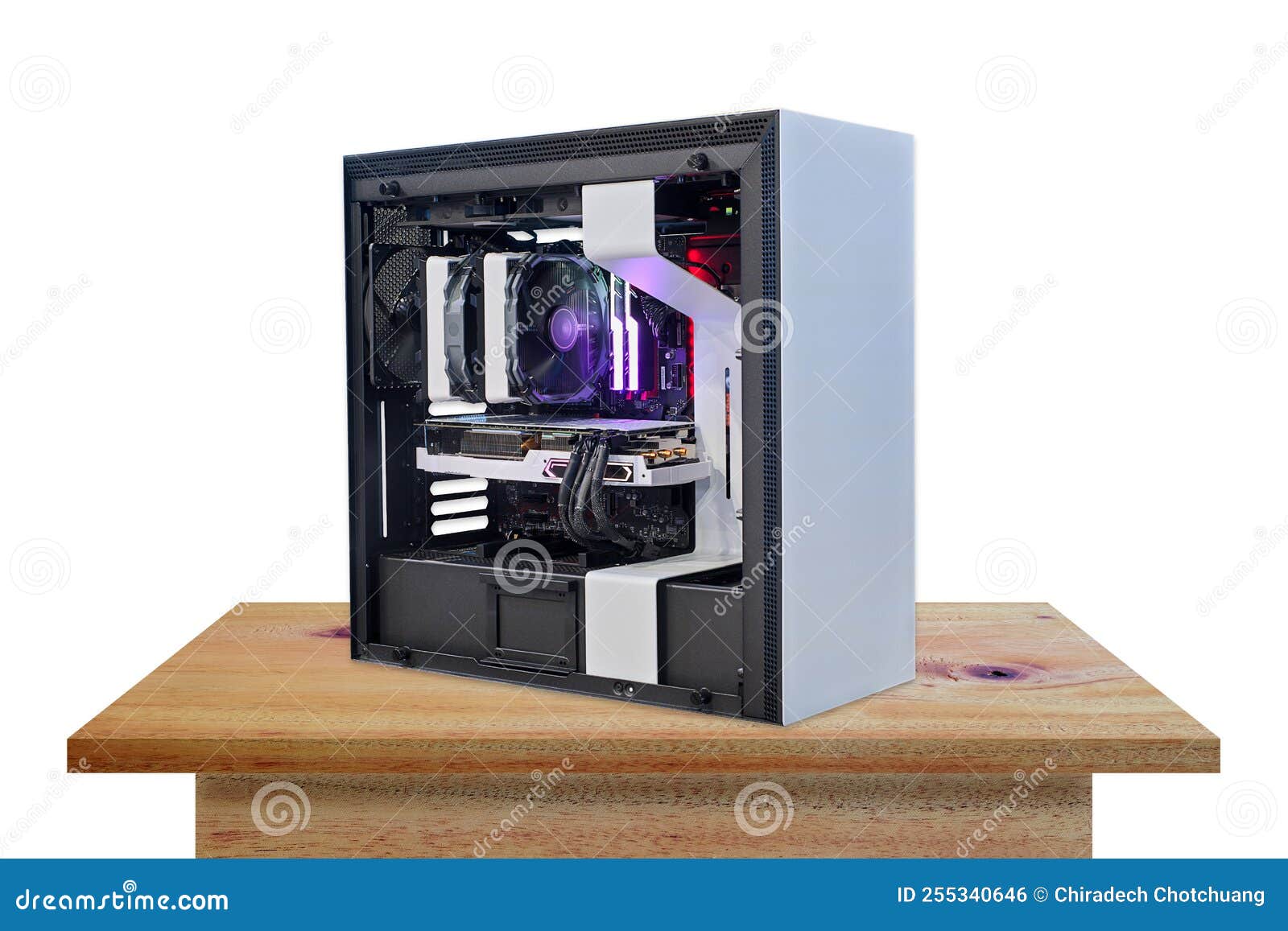 Hi-performance Custom Computer Desktop Open from beside on Working Put ...