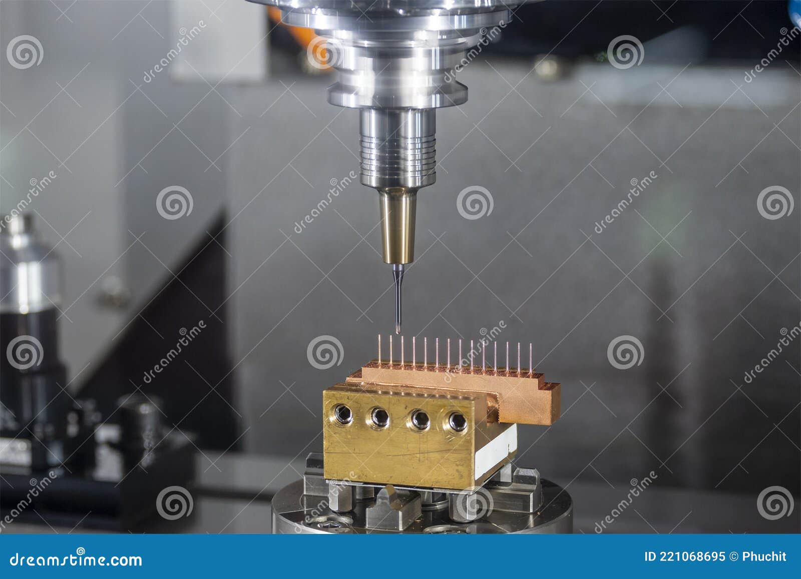 The Hi-precision CNC Milling Machine Cutting the Copper Electrode ...