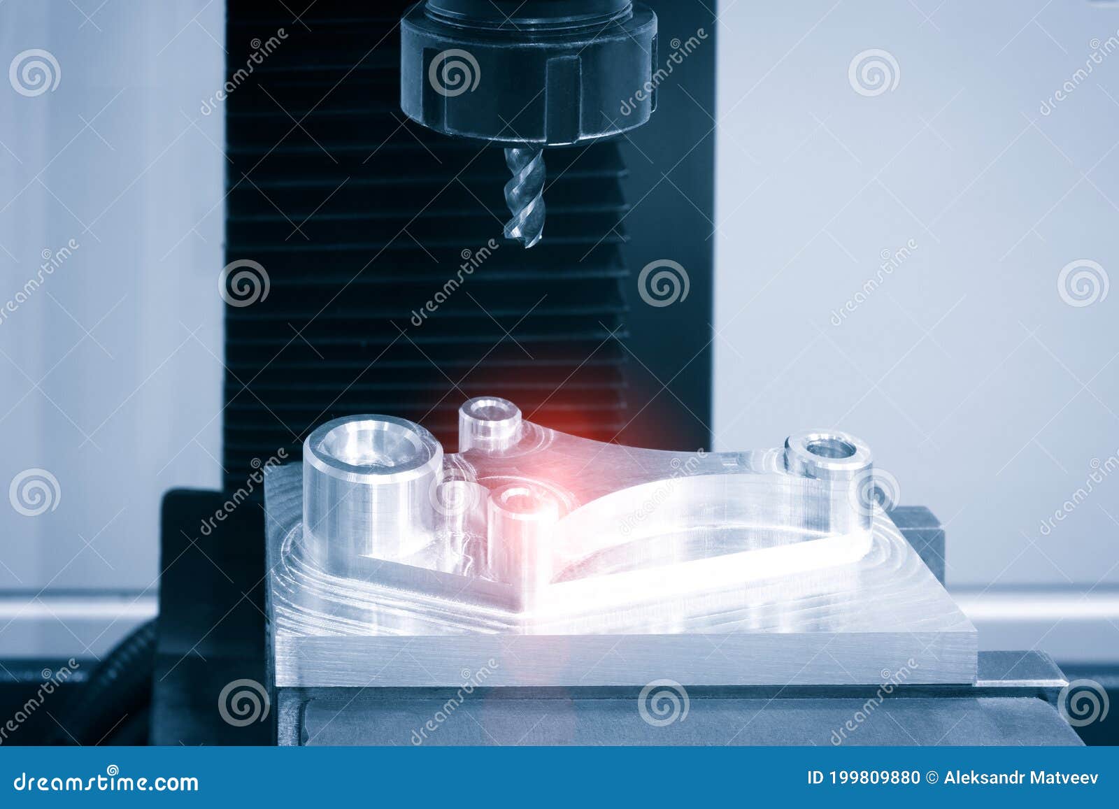 The Hi-precision CNC Milling Machine with Cutting Sample in Blue-silver ...