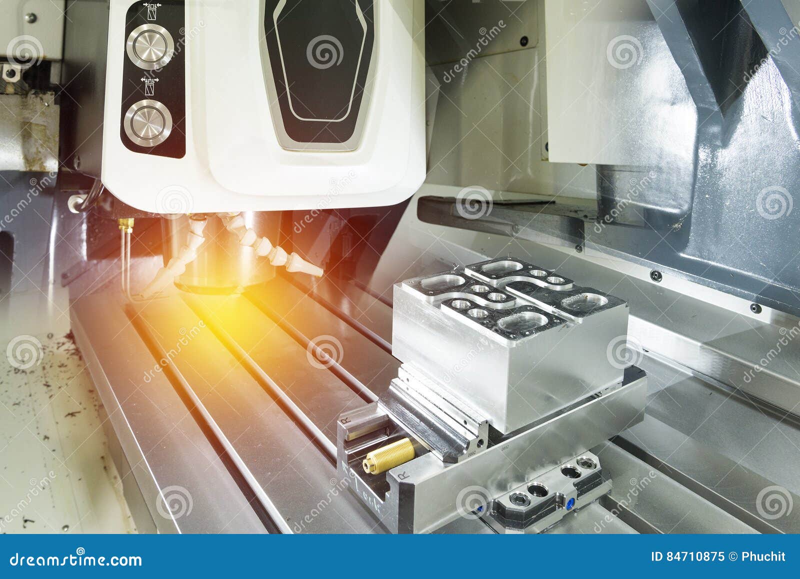 The Hi-precision Vertical CNC Machining Center Stock Image - Image of ...