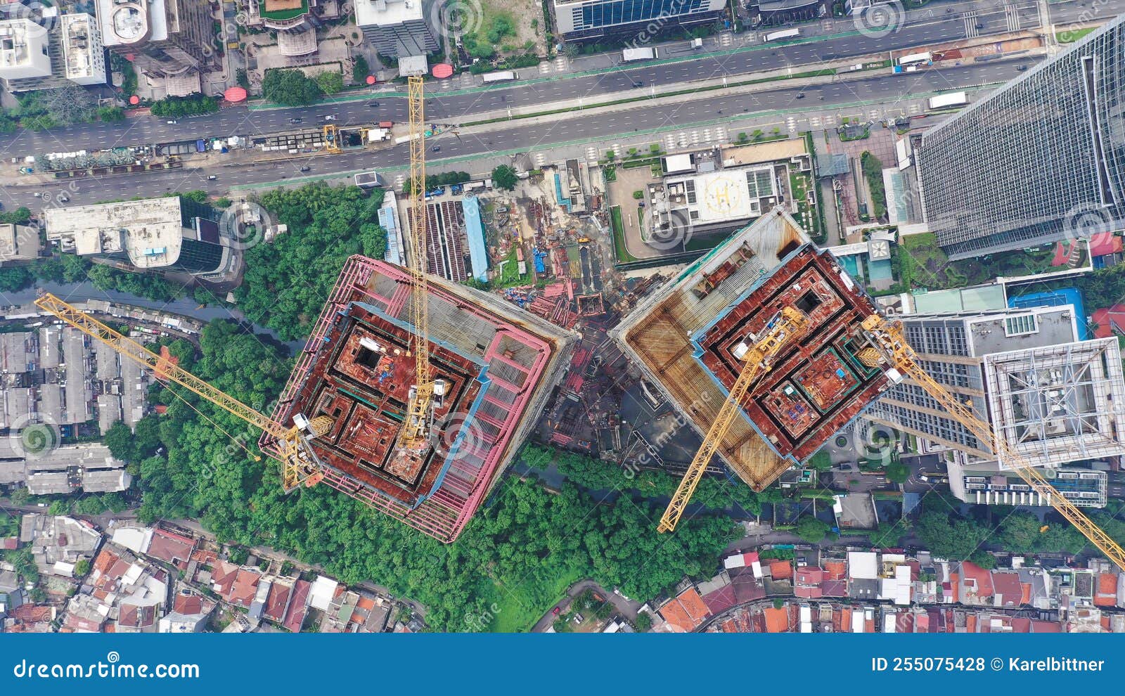 Hi-rise Skeleton Construction Site with the Yellow Crane Stock Photo ...