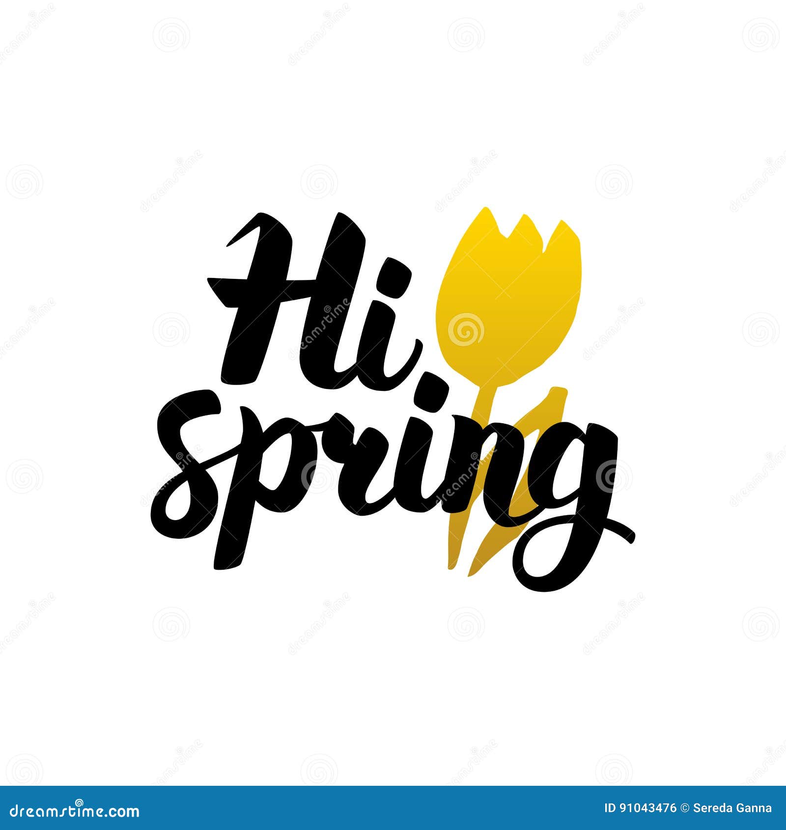 Hi Spring Handwritten Lettering Stock Vector - Illustration of ...