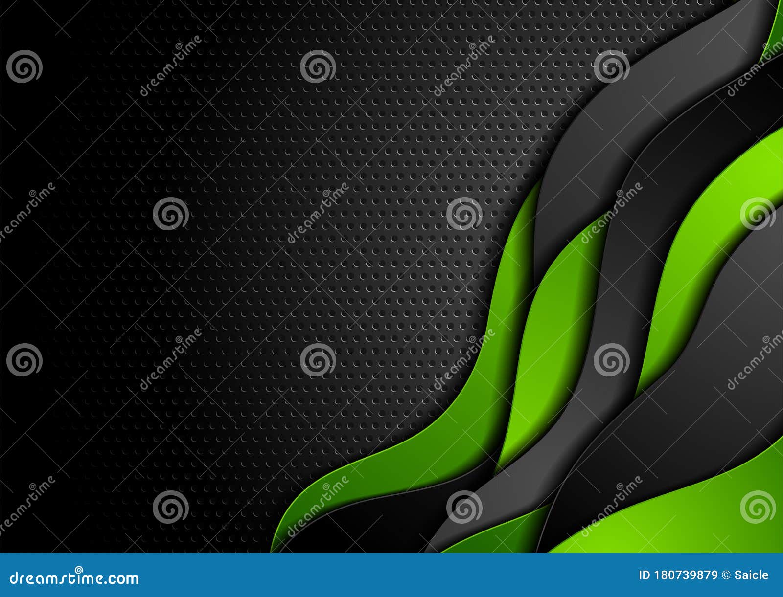 Hi-tech Abstract Background with Green Black Flowing Waves Stock Vector ...