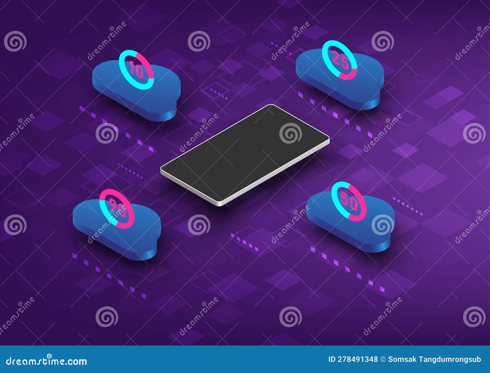 Hi Tech Abstract Background. Technology Connecting To Cloud Computing Stock Vector ...