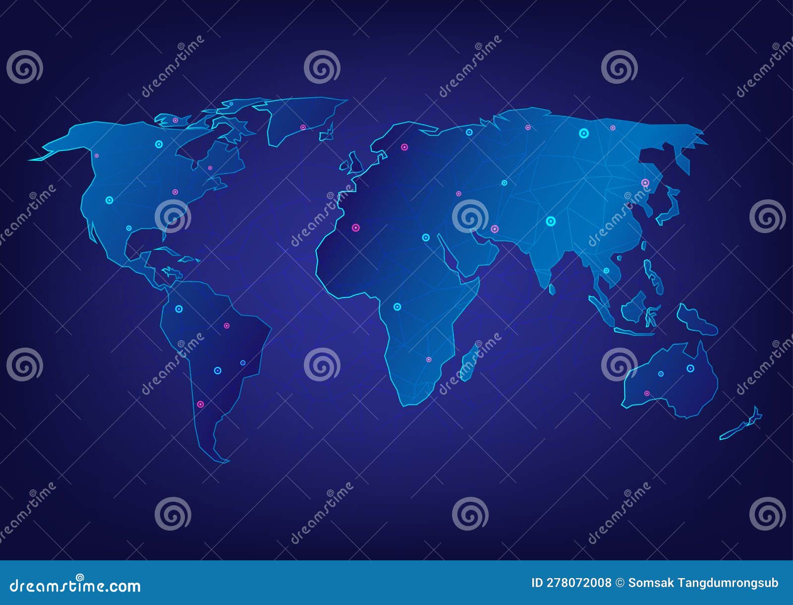 Abstract Technology Gradient World Map There is a Net on the Surface on ...