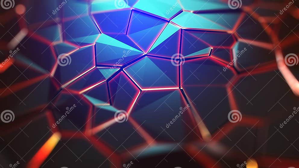 Cyber Field in Neon Rays, Big Data Array and Techno Innovation Stock Illustration - Illustration ...