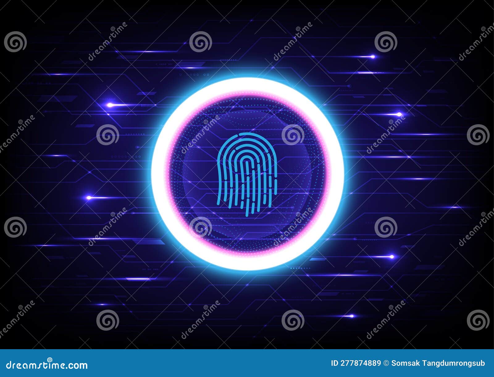Abstract Hi-tech Background Glowing Circle There is a Security ...