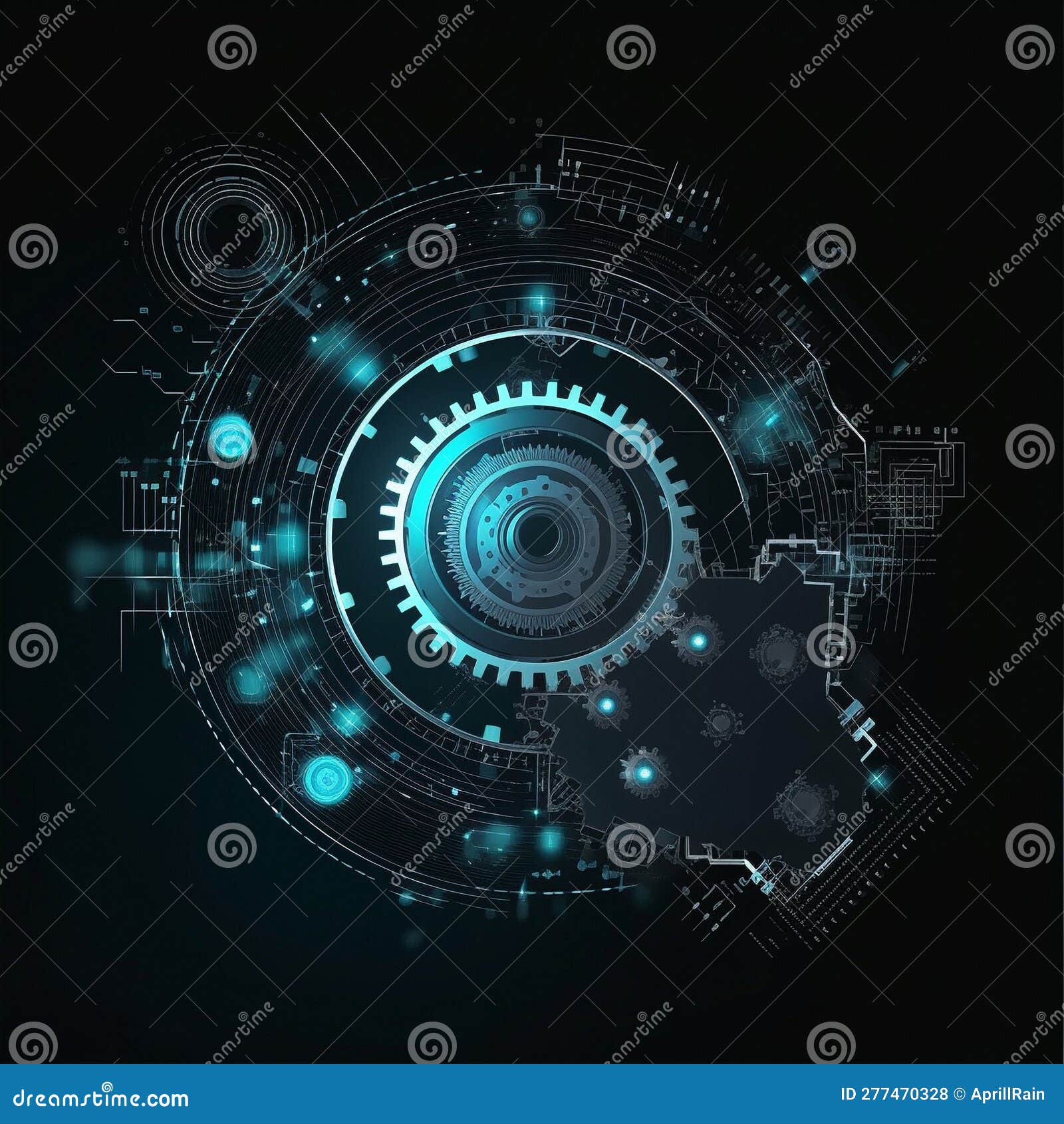 Hi Tech Background with Machine Gear Stock Illustration - Illustration ...