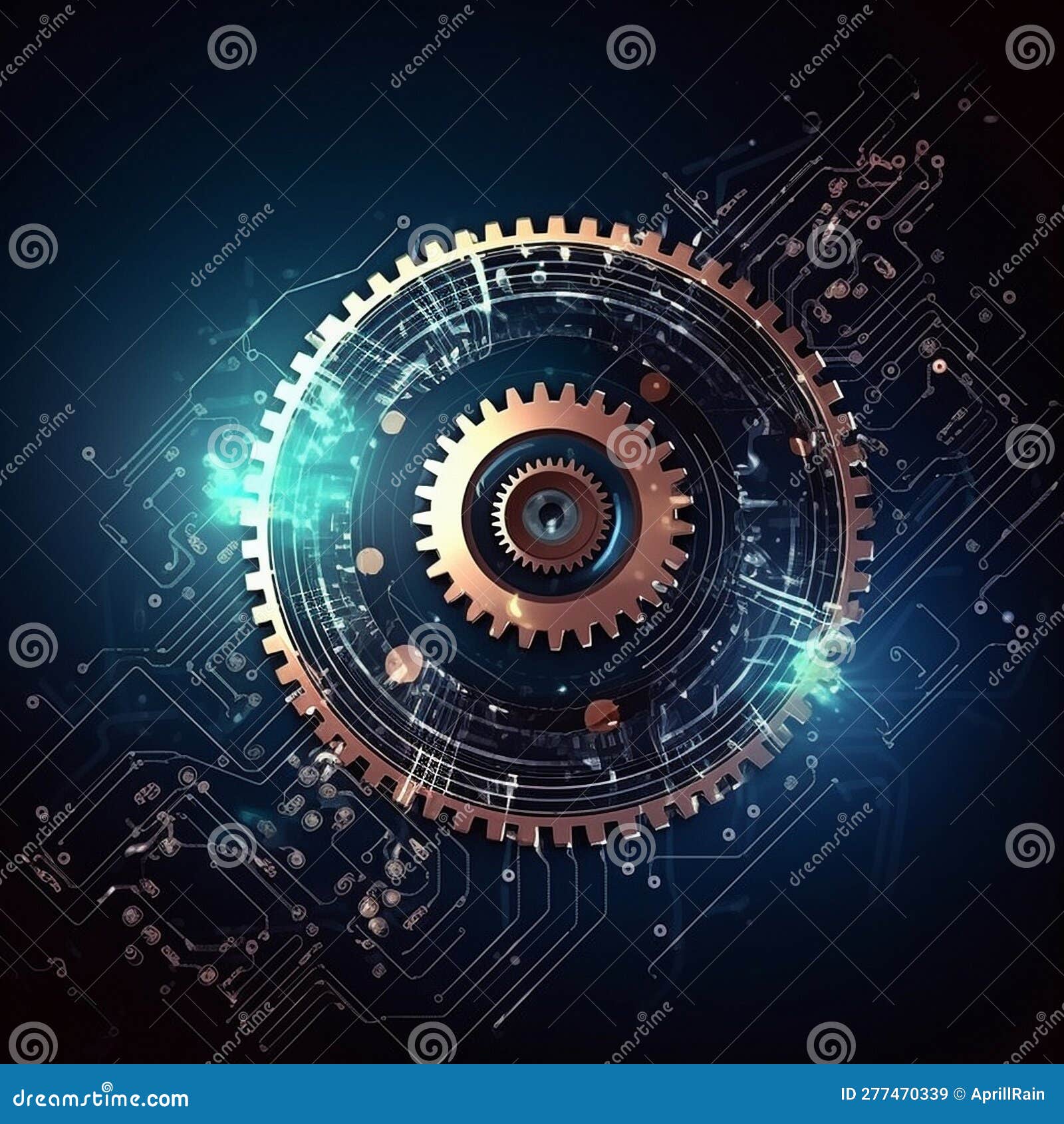 Hi Tech Background with Machine Gear Stock Illustration - Illustration ...