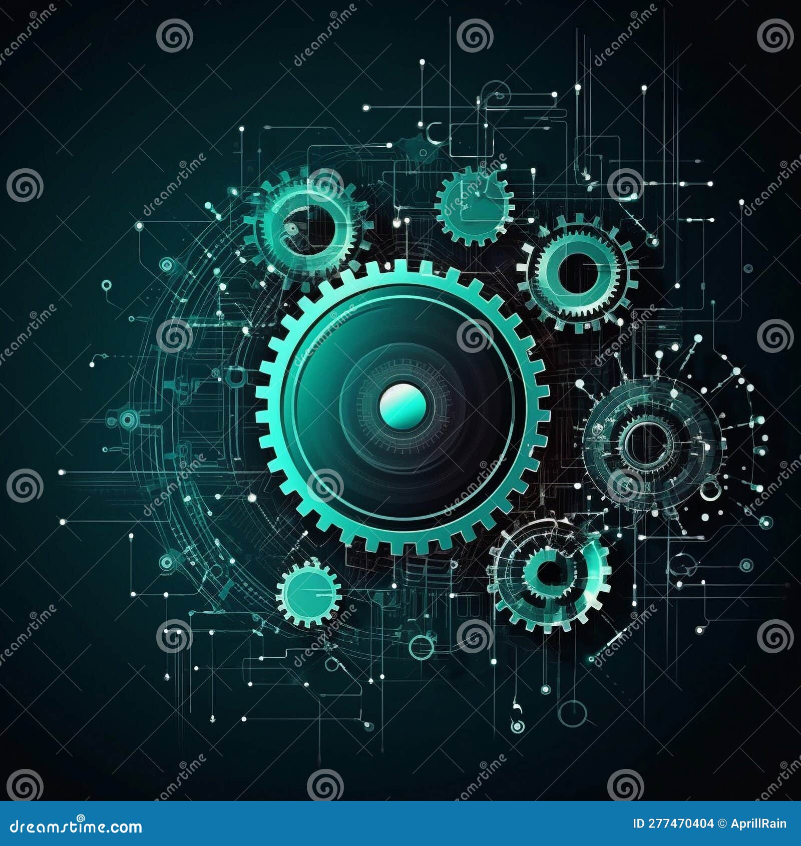 Hi Tech Background with Machine Gear Stock Illustration - Illustration ...