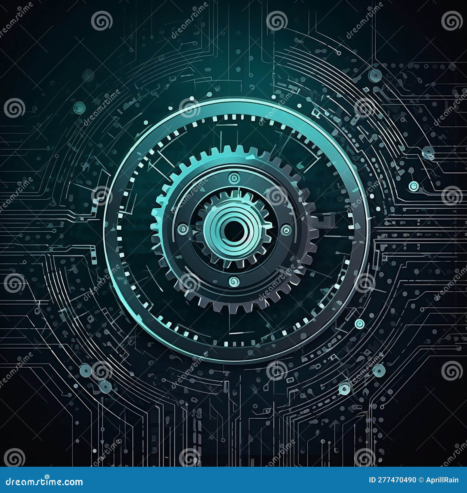 Hi Tech Background with Machine Gear Stock Illustration - Illustration ...
