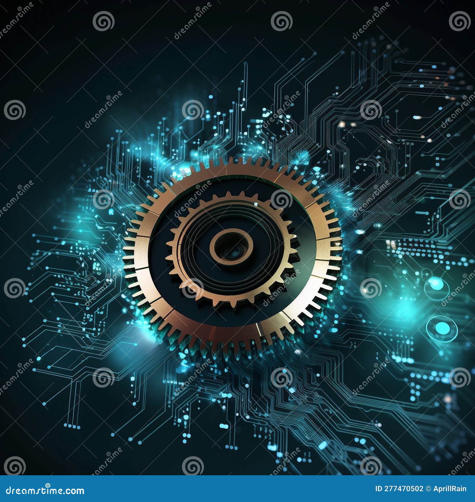 Hi Tech Background with Machine Gear Stock Illustration - Illustration ...