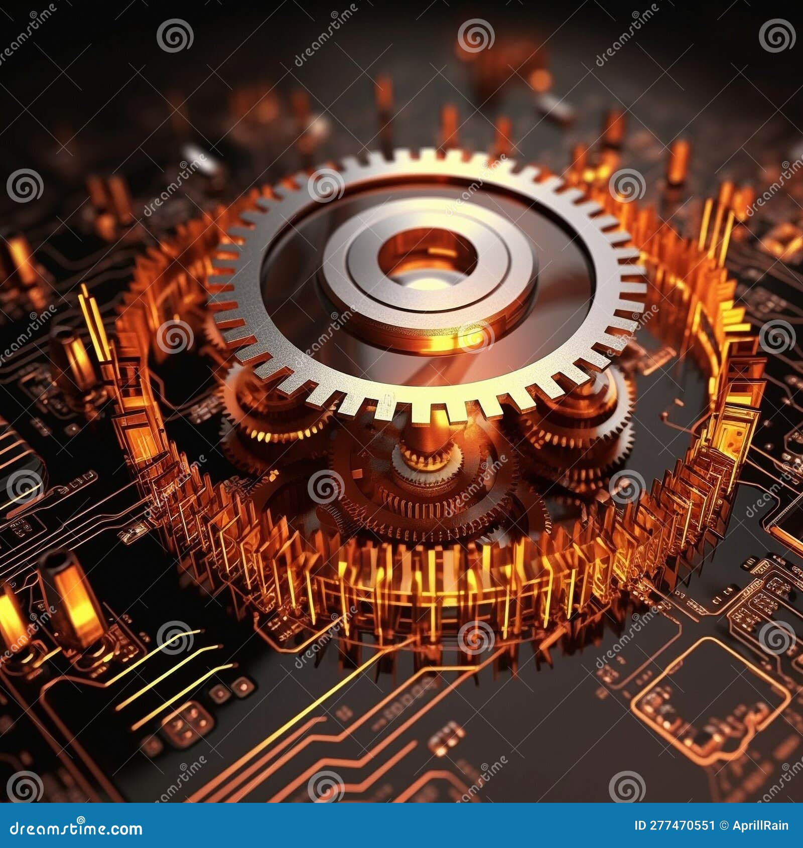 Hi Tech Background with Machine Gear Stock Illustration - Illustration ...