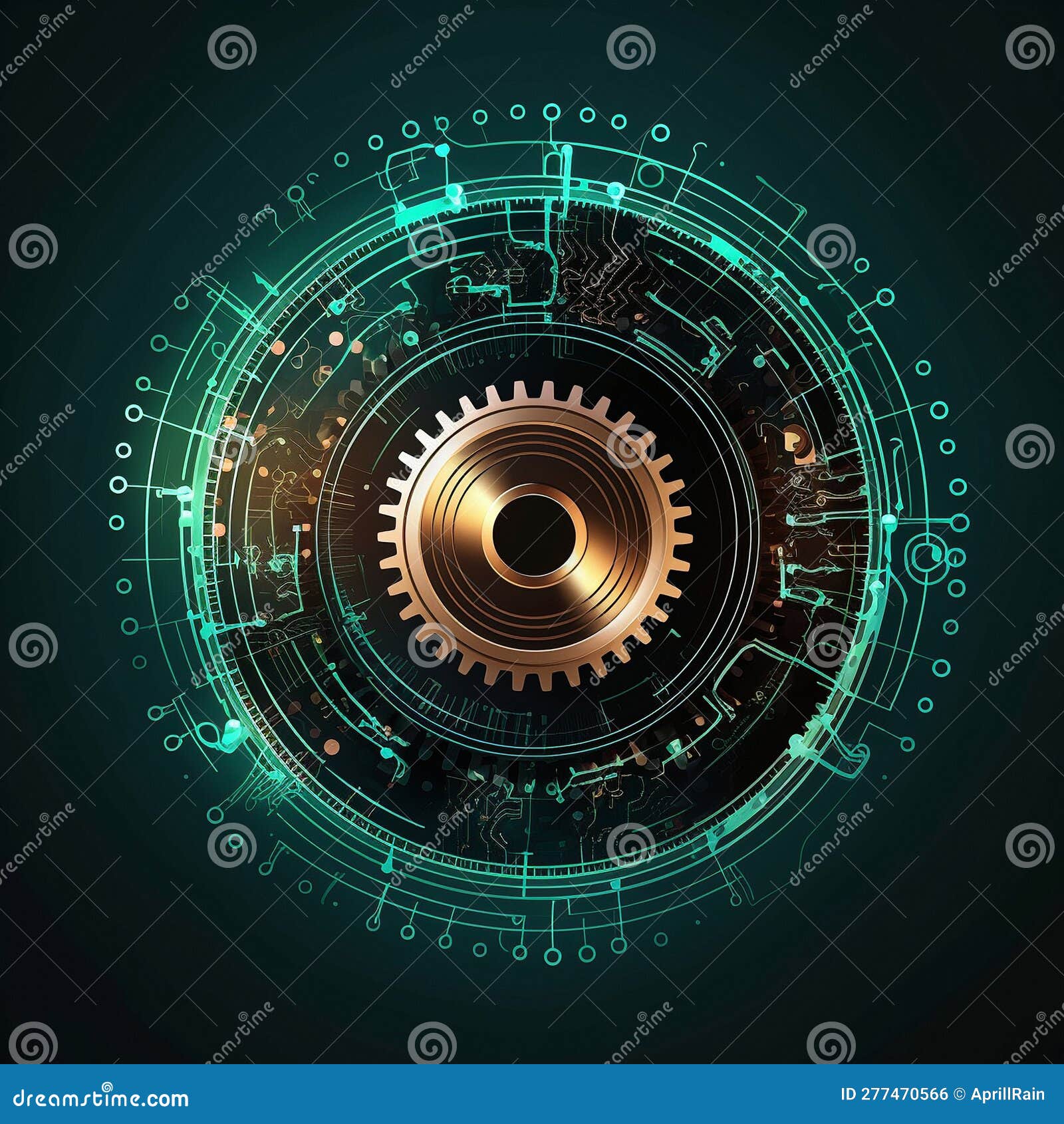 Hi Tech Background with Machine Gear Stock Illustration - Illustration ...